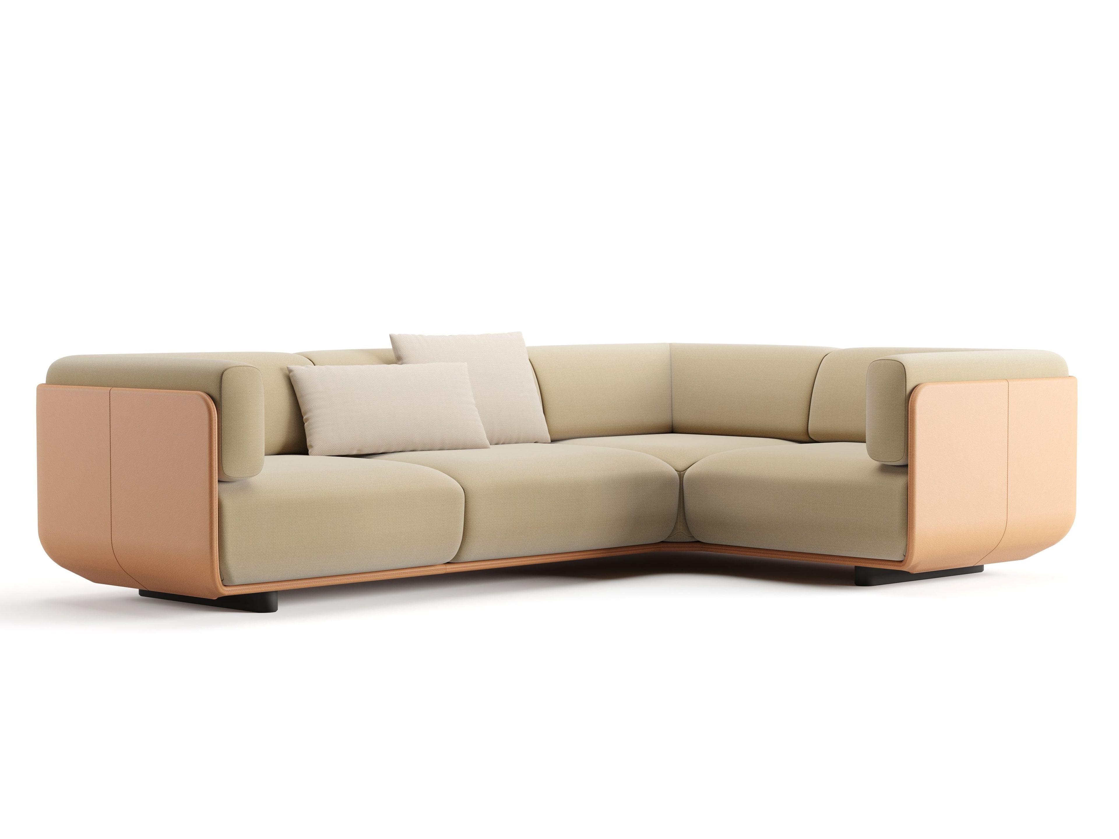 SHAAL Sectional leather and fabric sofa By Arper | design Doshi Levien
