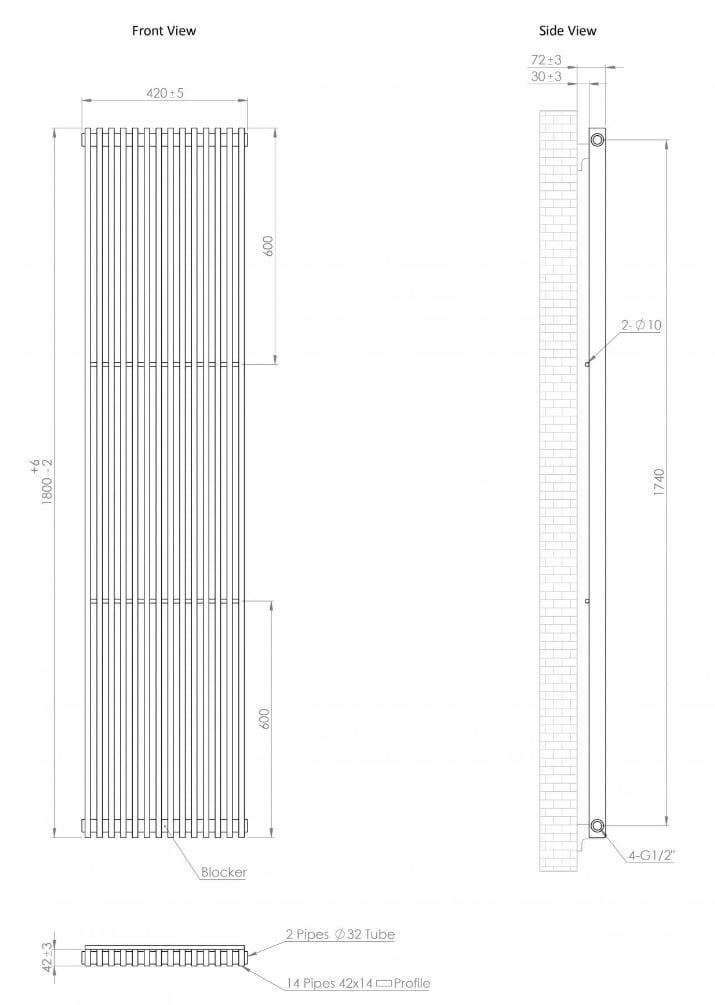 SHADOW Vertical wall-mounted decorative radiator By LUSSO