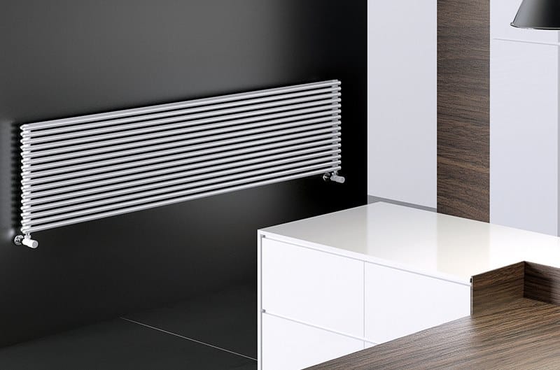 Wall-mounted hot-water horizontal steel decorative radiator SHAMAL ONE ...