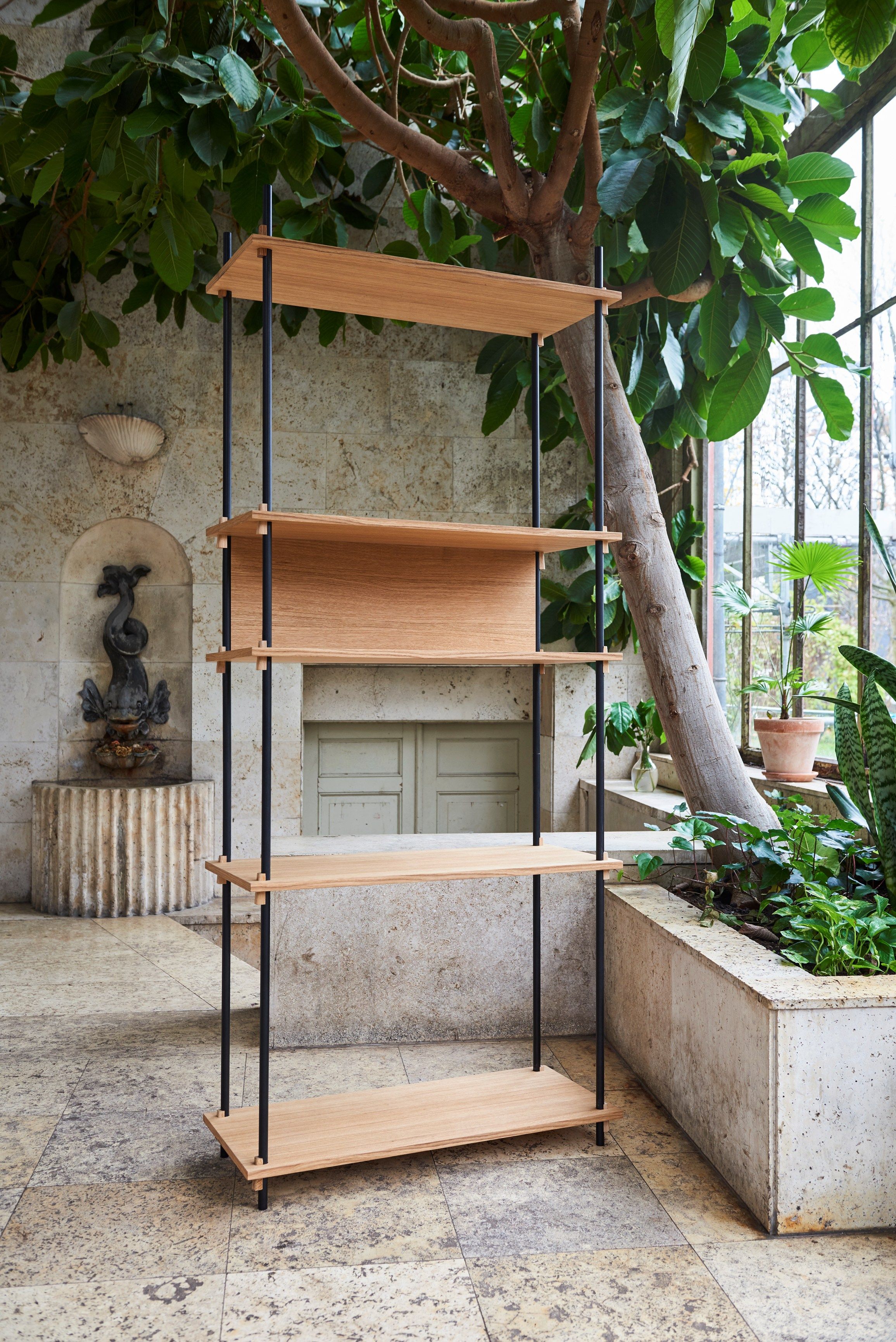 Modular steel and wood bookcase SHELVING SYSTEM By MOEBE