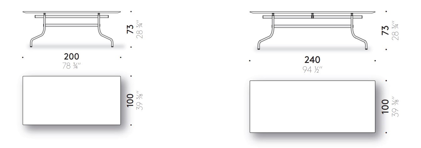 SHINE Rectangular HPL table By DE PADOVA | design Vico Magistretti