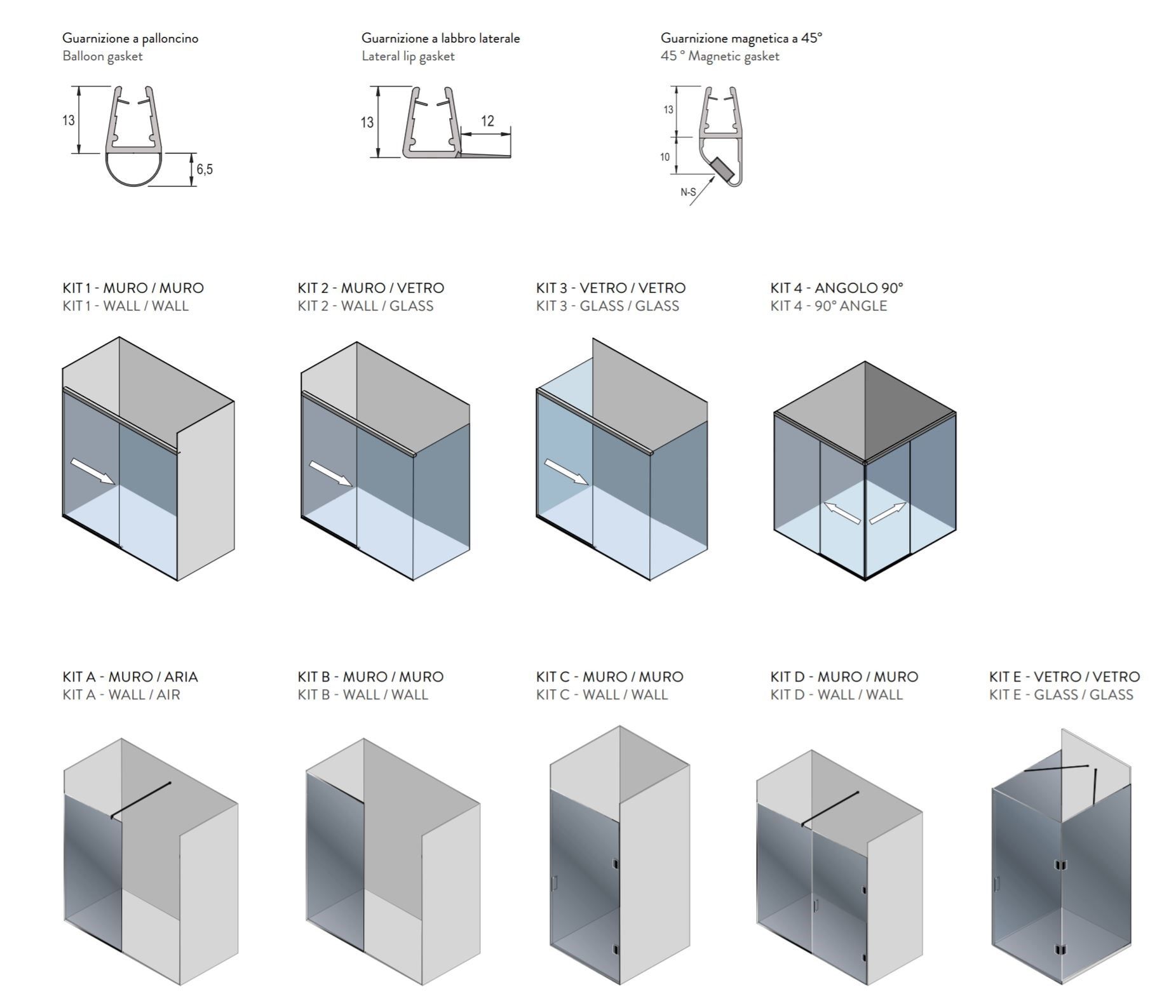Doccia walk-in Doccia walk-in in cristallo By GAROFOLI