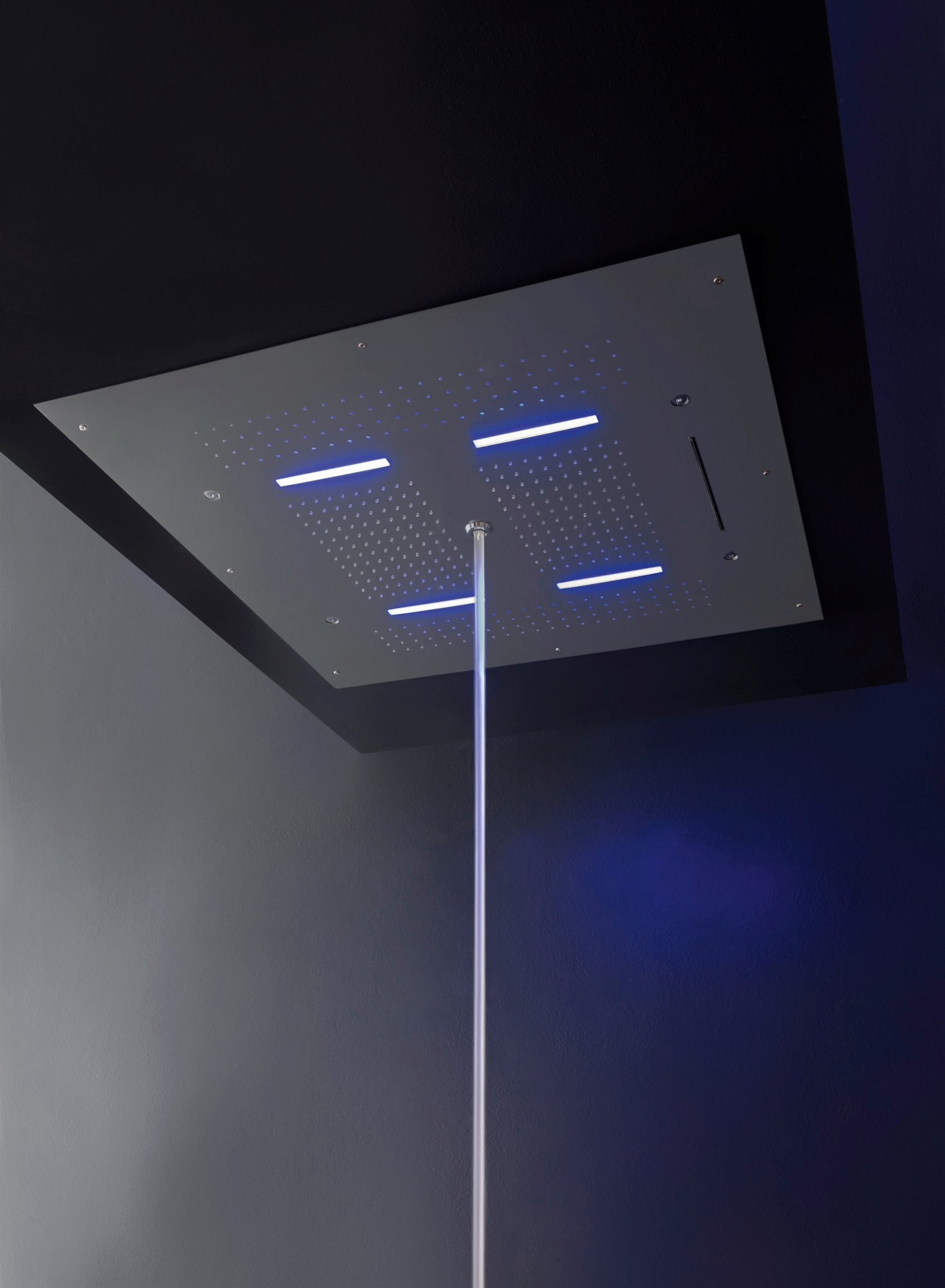 SHOWERS INOX Ceiling mounted built-in square stainless steel overhead ...
