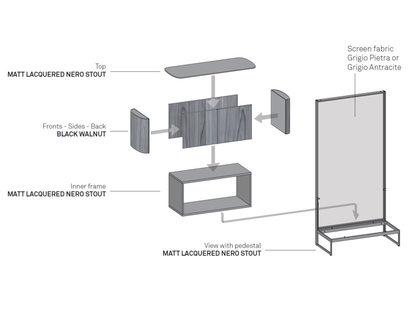 Walnut coat rack with doors SIDEVIEW | Walnut coat rack Sideview ...