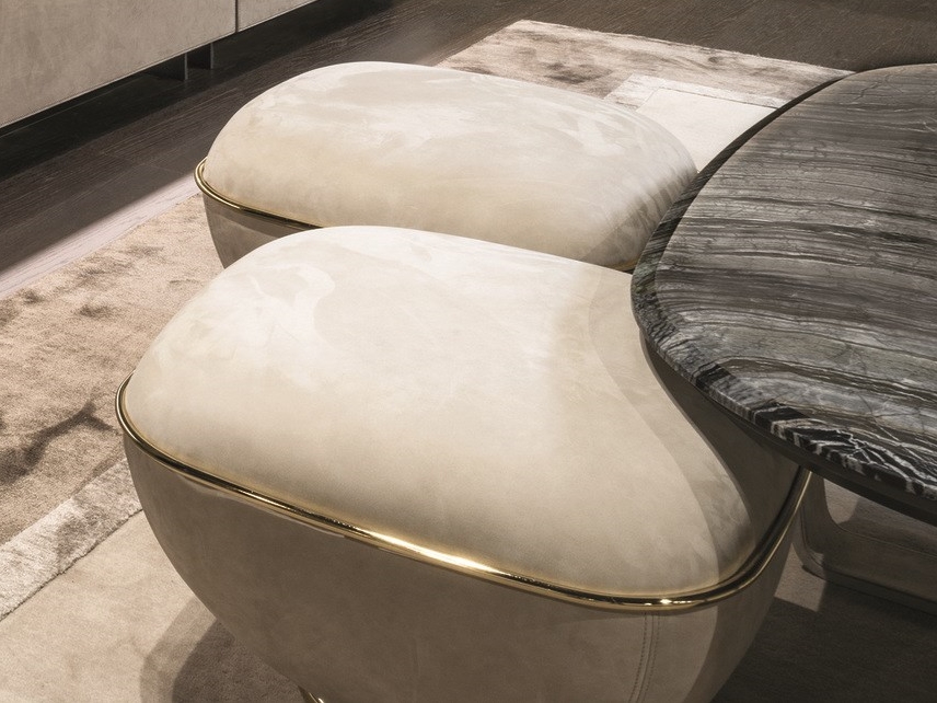 Square leather pouf SIGMA By Longhi design Elle Studio