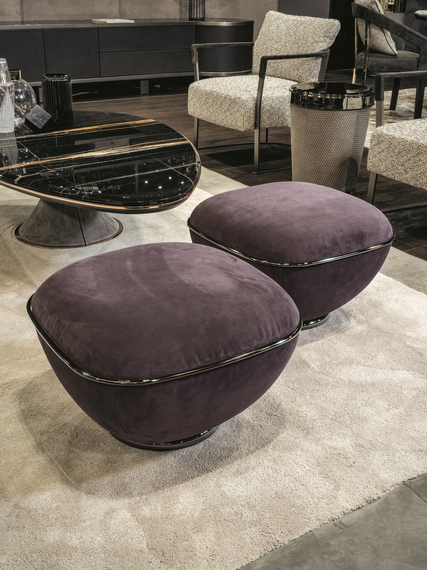 Square leather pouf SIGMA By Longhi design Elle Studio