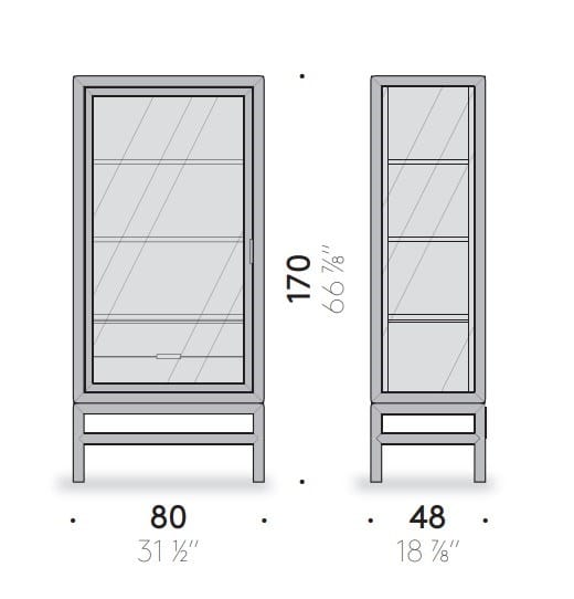 SILENT CABINET Wood and glass highboard with doors By DE PADOVA