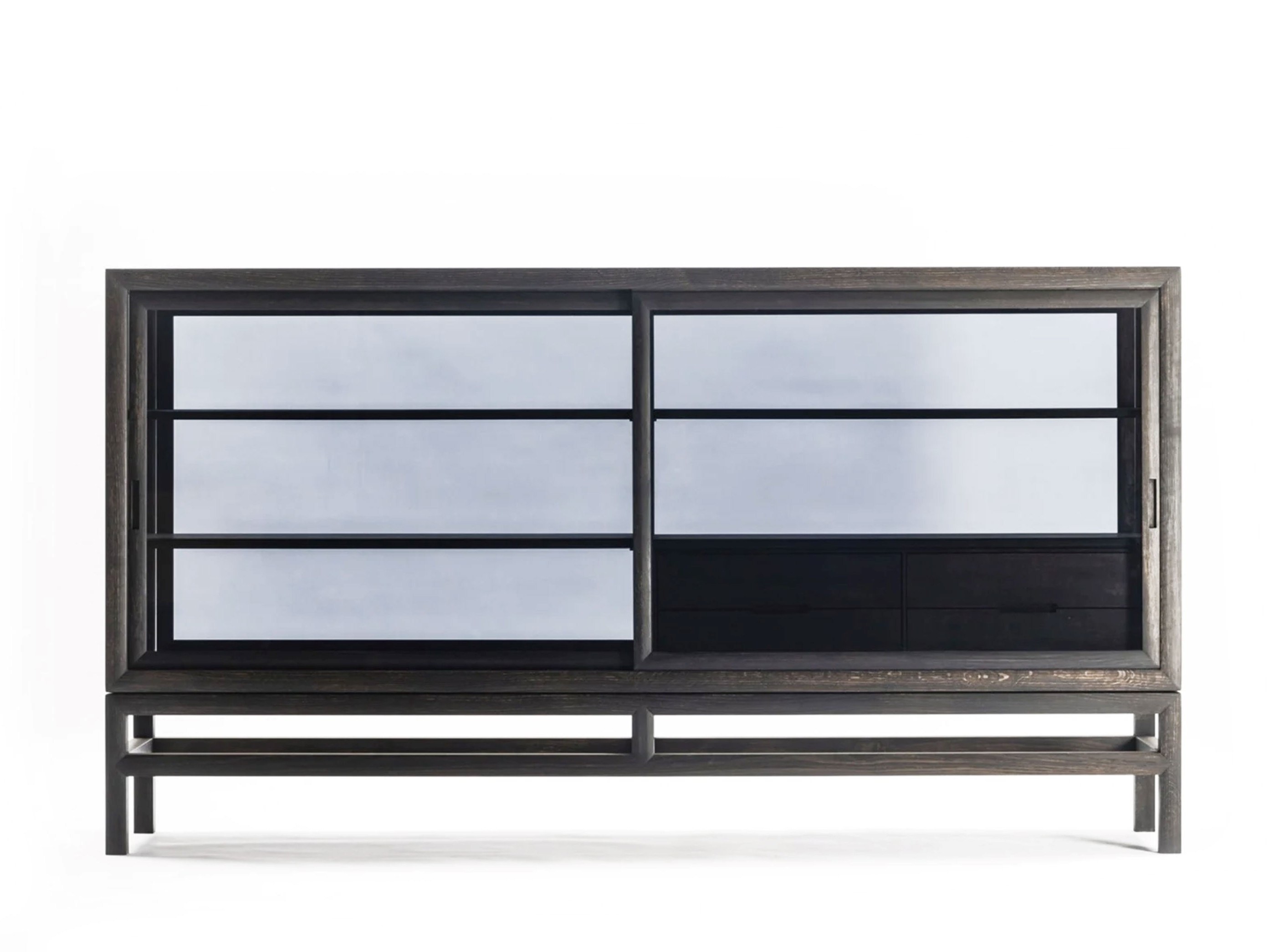 SILENT CABINET | Sideboard Wood and glass sideboard with sliding doors ...