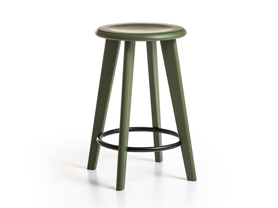 JOLLY High solid wood stool with footrest By SIPA