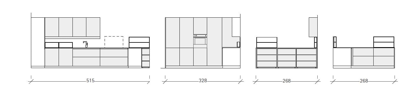 Lacquered kitchen with peninsula SISTEMA 22 - ENVIRONMENT 05 Sistema 22 ...