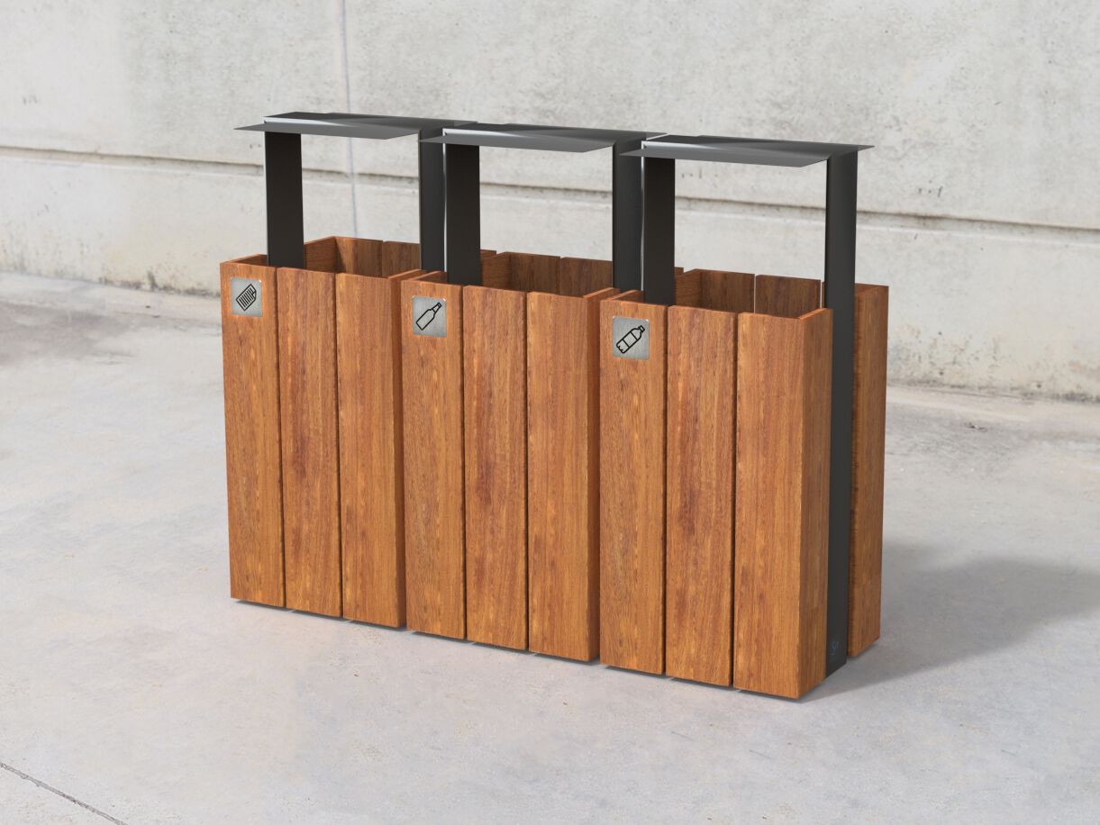 WADE Wooden litter bin for waste sorting with lid By SIT | design Fábio ...
