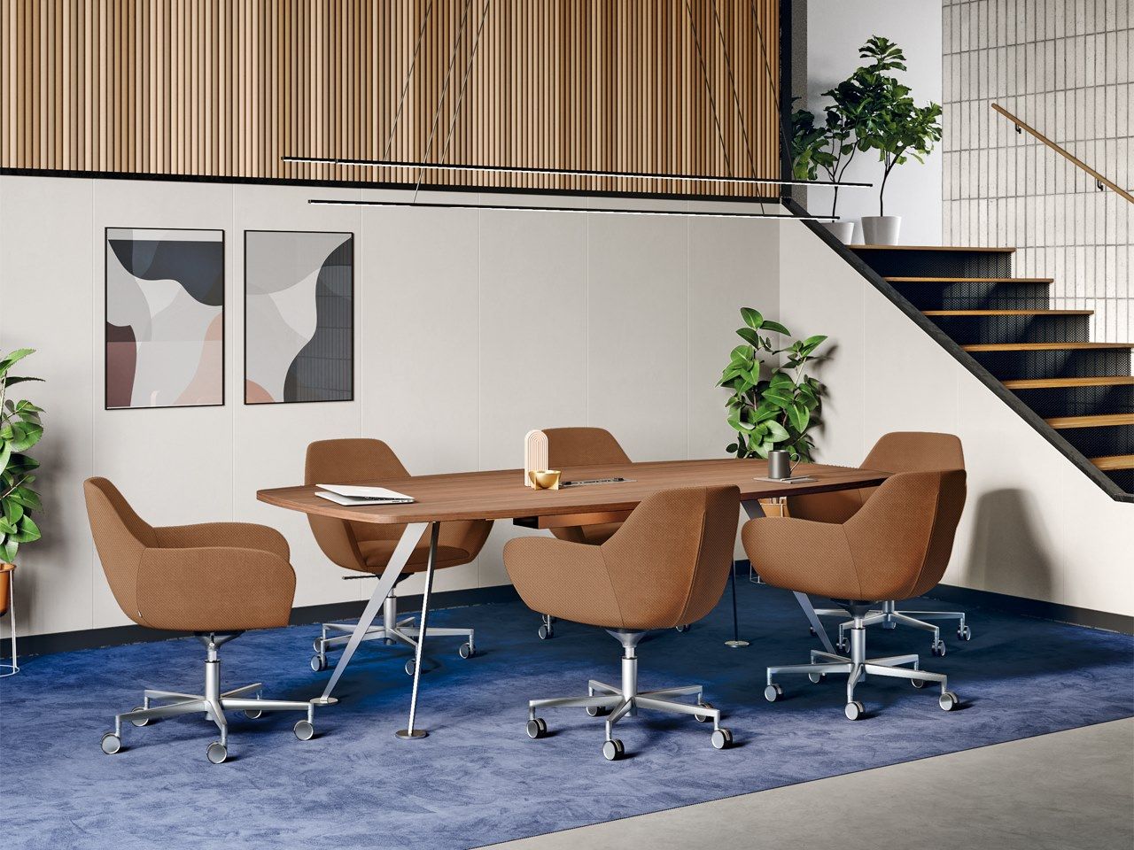 SKYLINE Height-adjustable fabric office chair with castors with 5-Spoke ...