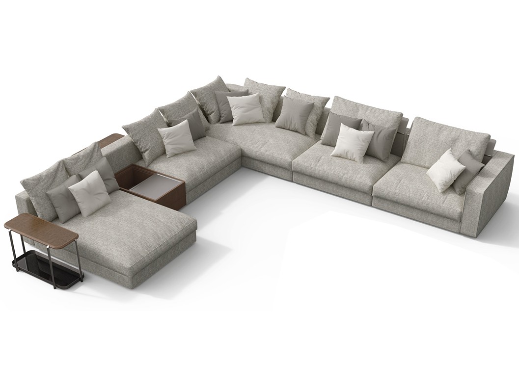 SKYLINE Corner modular fabric sofa with chaise longue By Giorgetti ...