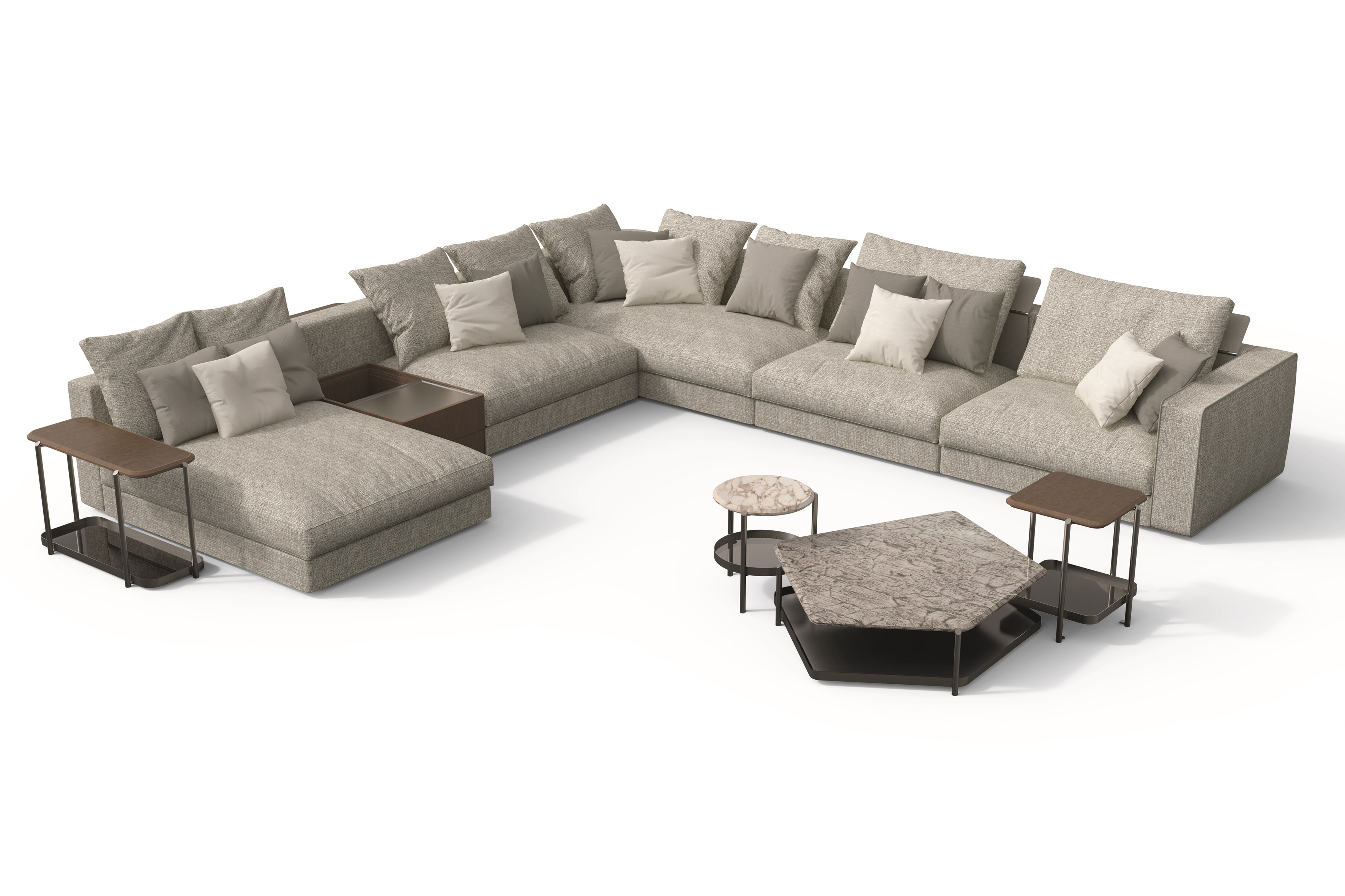 SKYLINE Corner modular fabric sofa with chaise longue By Giorgetti ...