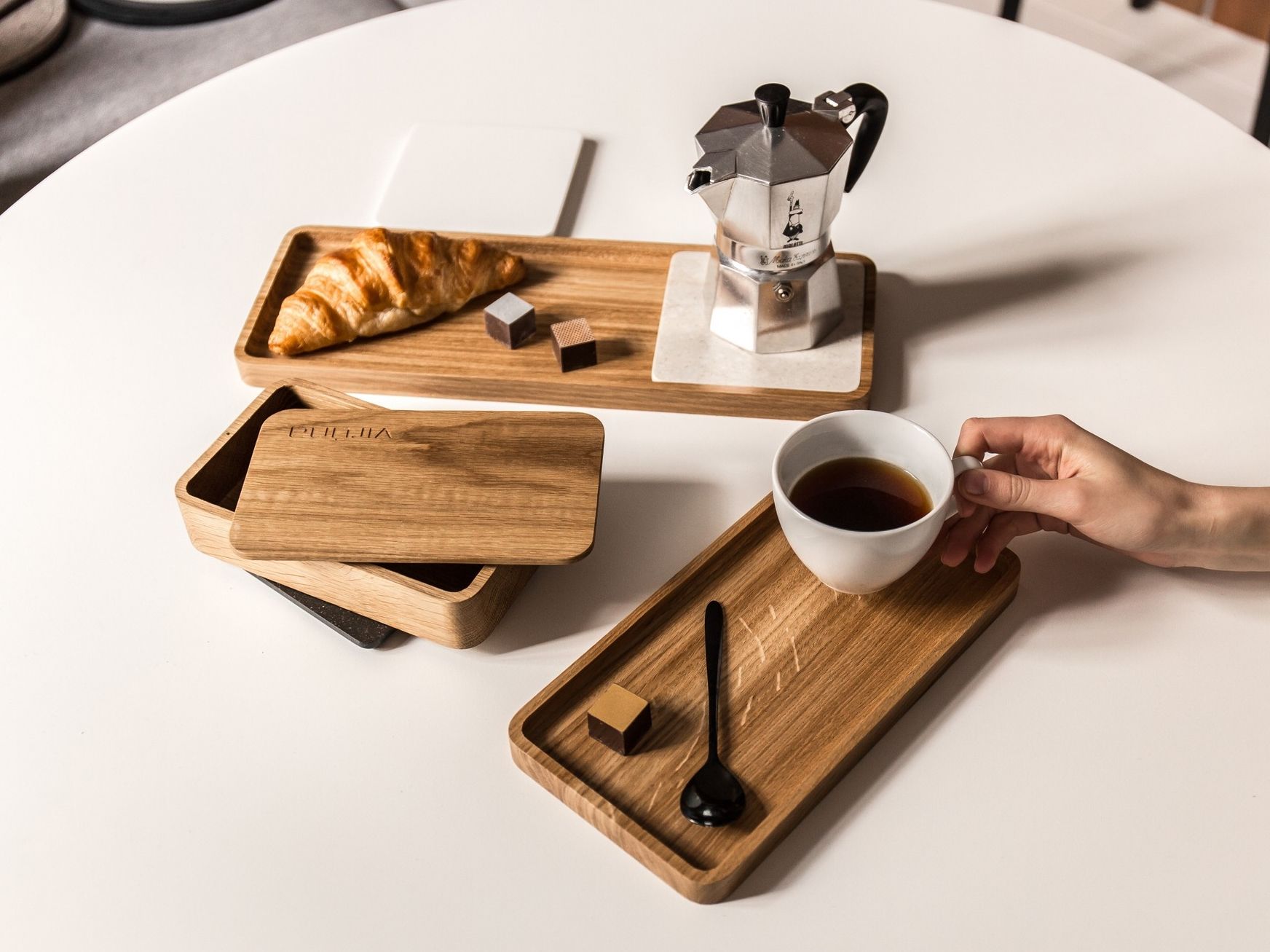Rectangular wooden tray SLIDE By Viruna