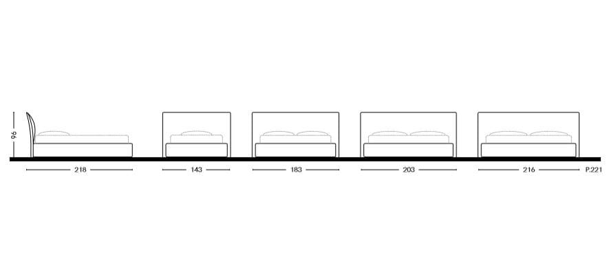 Upholstered double bed SLIM By Zalf design Roberto Gobbo