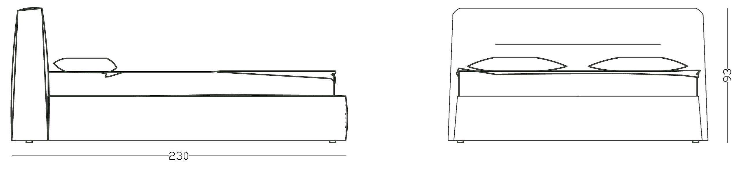 SLOPE Upholstered fabric double bed By Papadatos