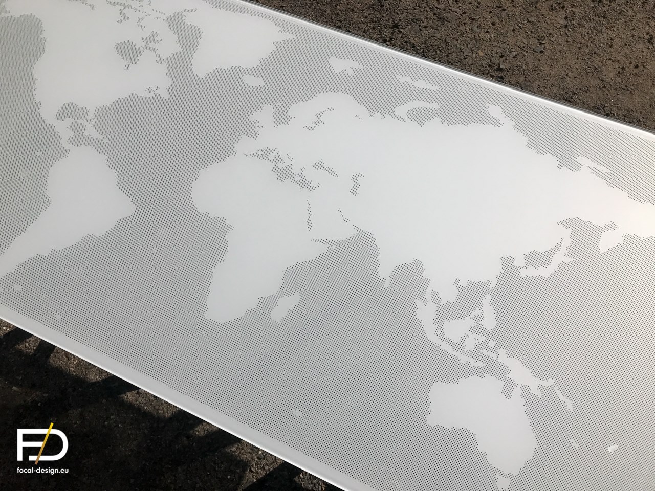 Glass laminated table top with smart perforation on PET SMART DESK By ...