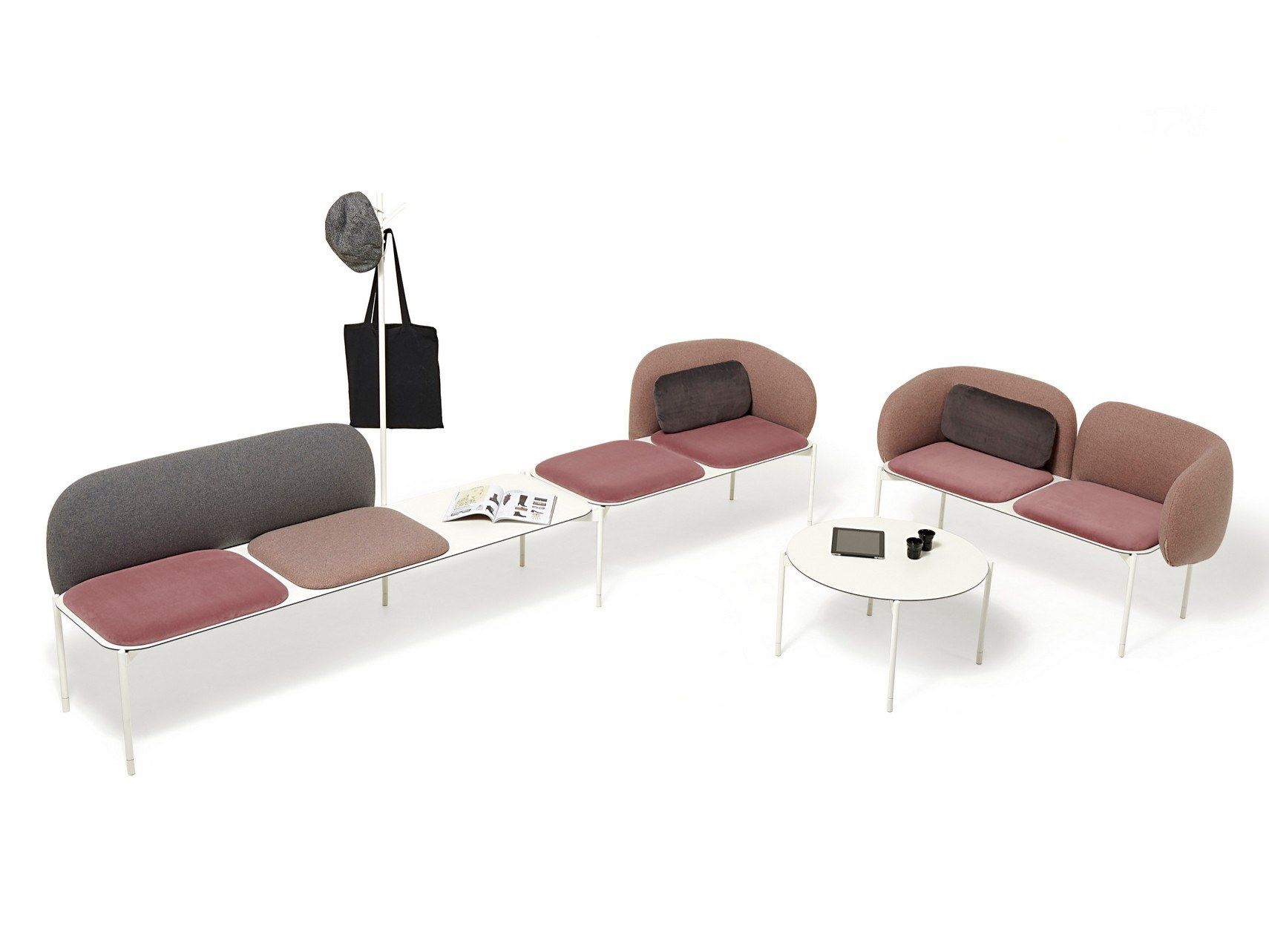 SNAKE Modular fabric bench with back By Diemme