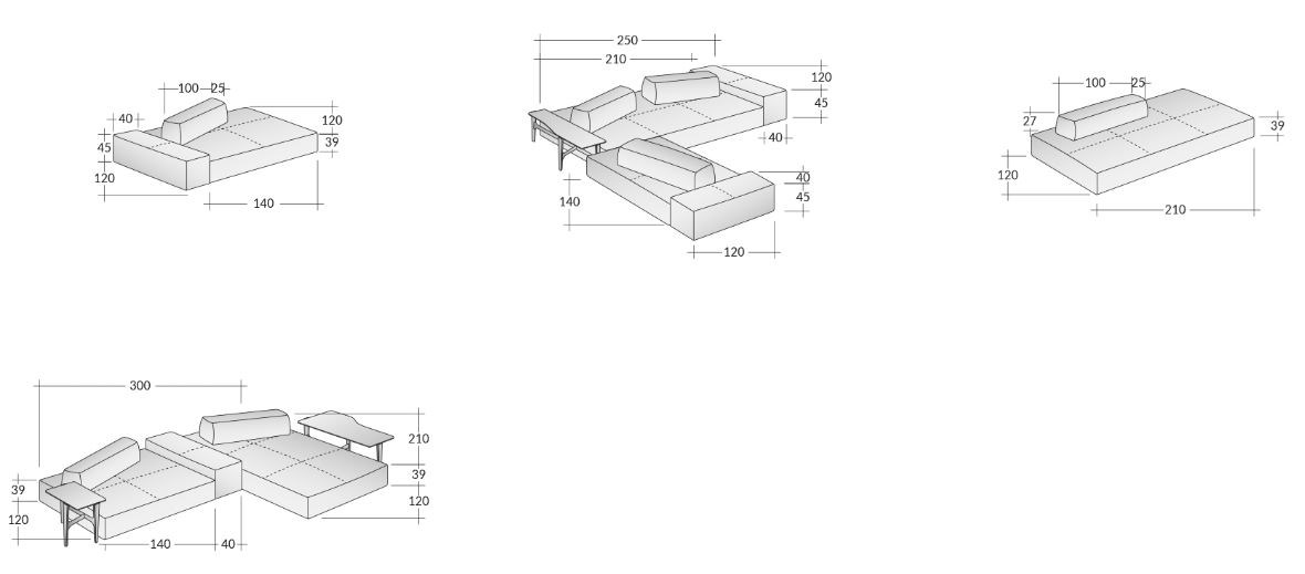 Upholstered modular fabric bench with back SOFTBENCH By Flou