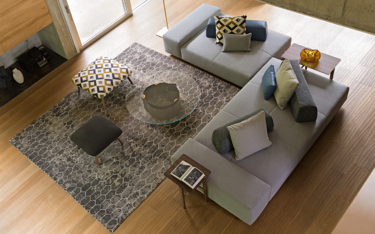 Upholstered modular fabric bench with back SOFTBENCH By Flou