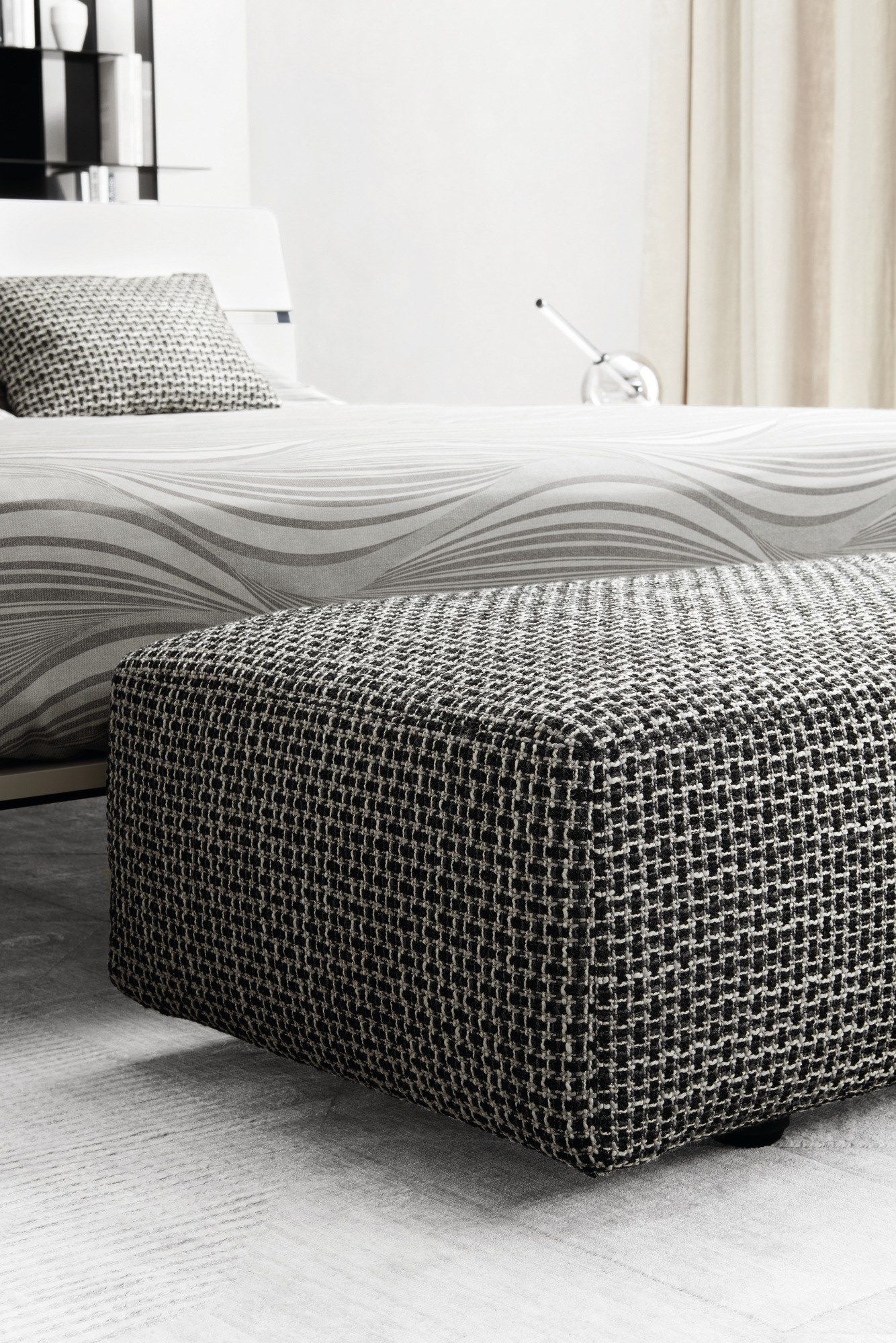 Upholstered modular fabric bench with back SOFTBENCH By Flou