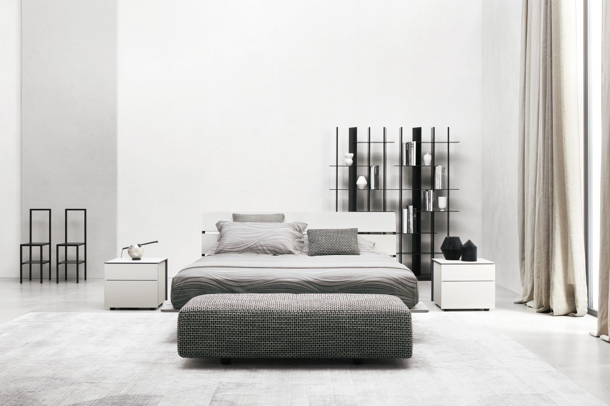 Upholstered modular fabric bench with back SOFTBENCH By Flou