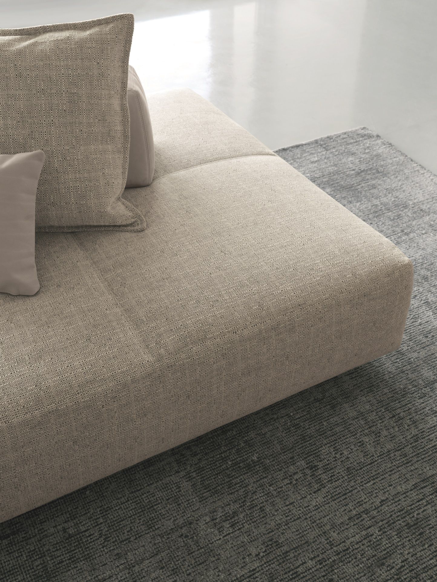 Upholstered modular fabric bench with back SOFTBENCH By Flou