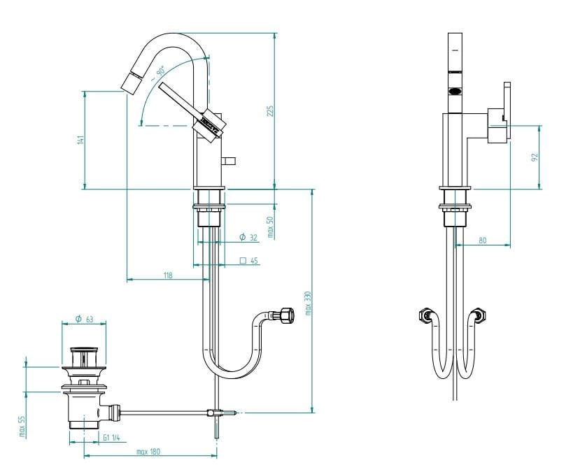 SOQQUADRO Misturador para bidé de bancada de manípulo único By ZAZZERI ...