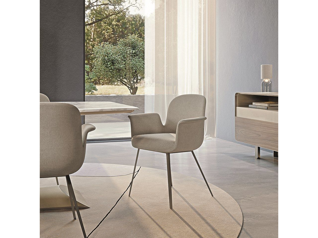SOUL Fabric chair with armrests By Turri | design Giuseppe Viganò