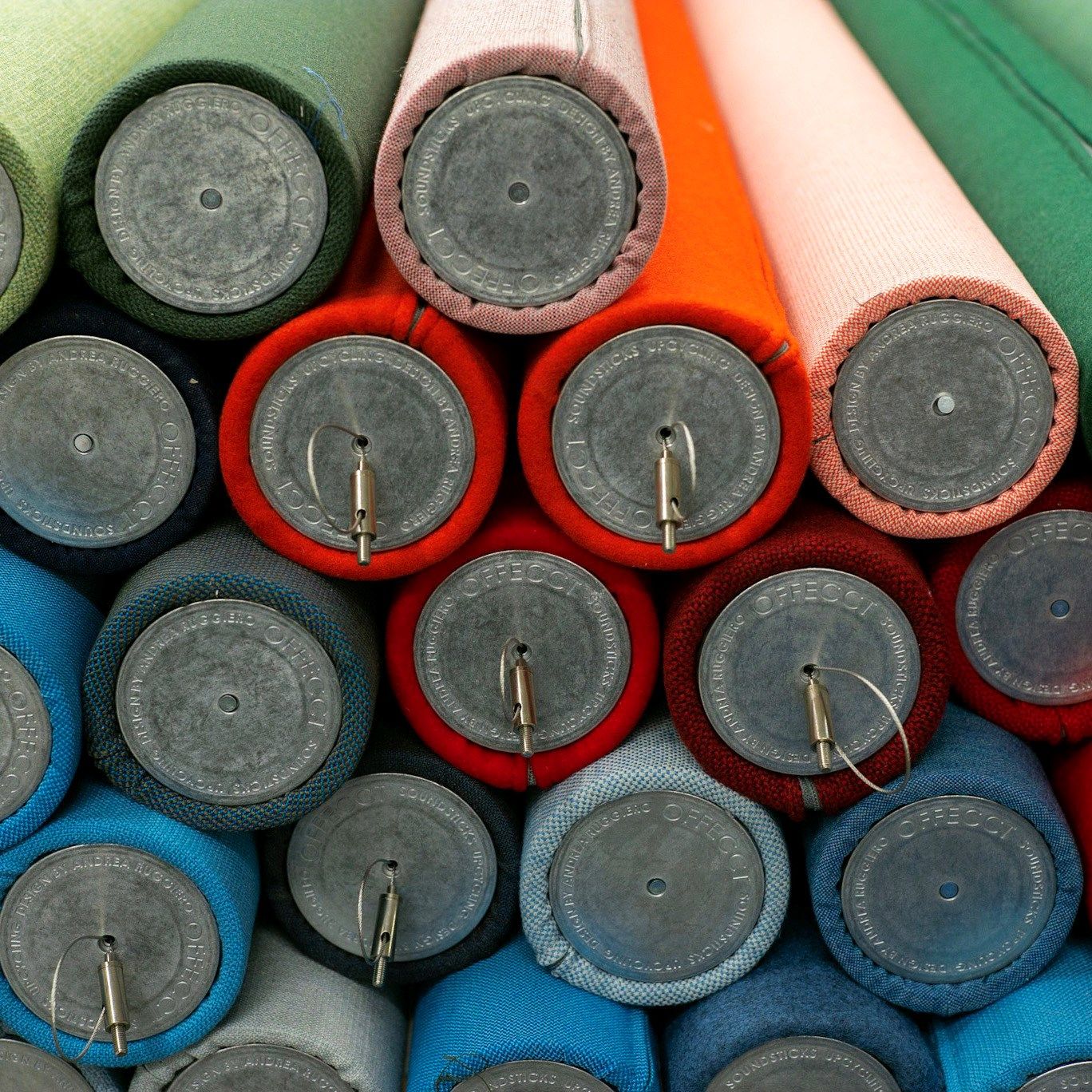 Fabric acoustic baffles SOUNDSTICKS By Offecct design Andrea Ruggiero