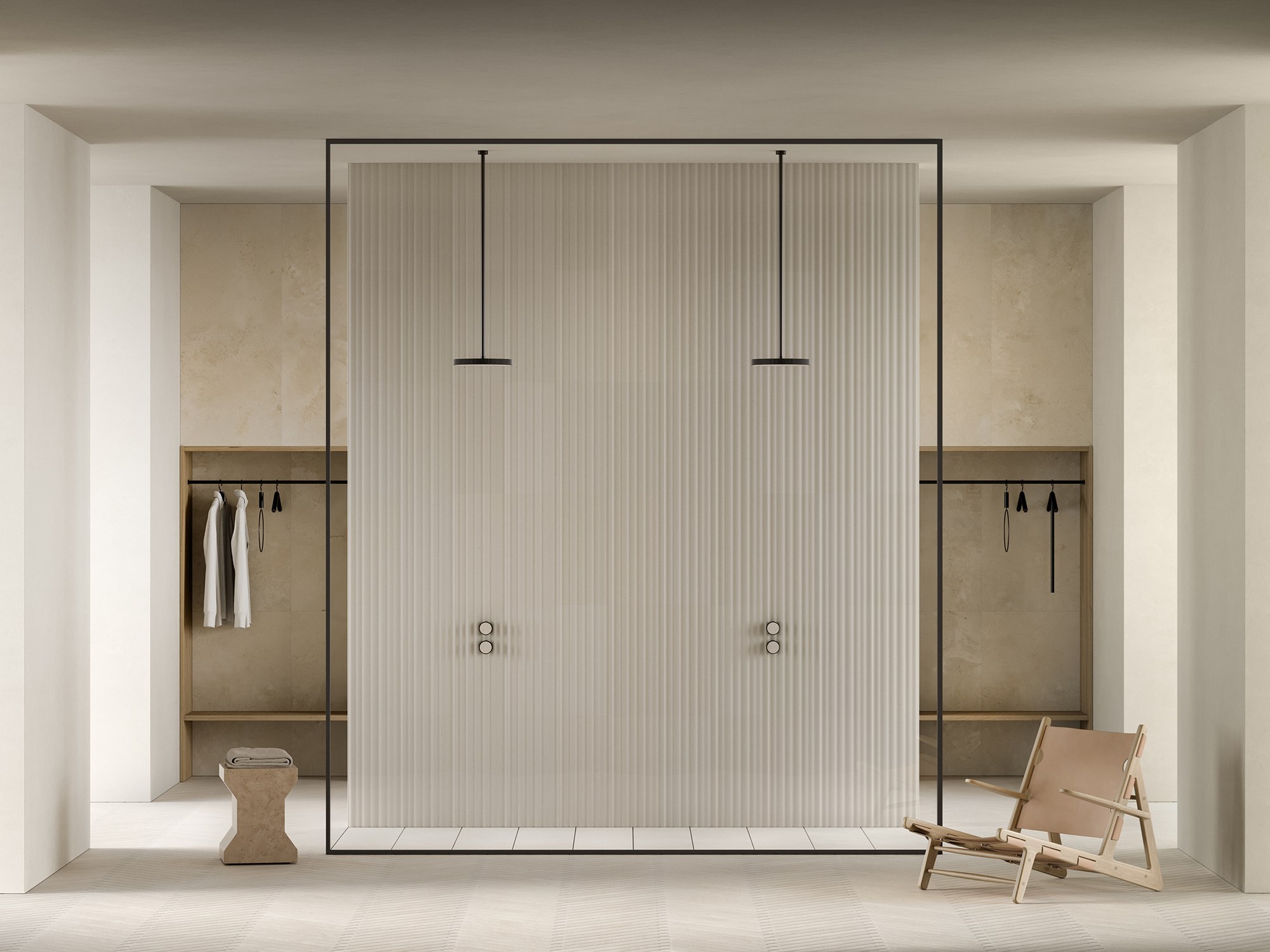 SPAGHETTI 2 hole marble shower mixer with overhead shower By Salvatori ...