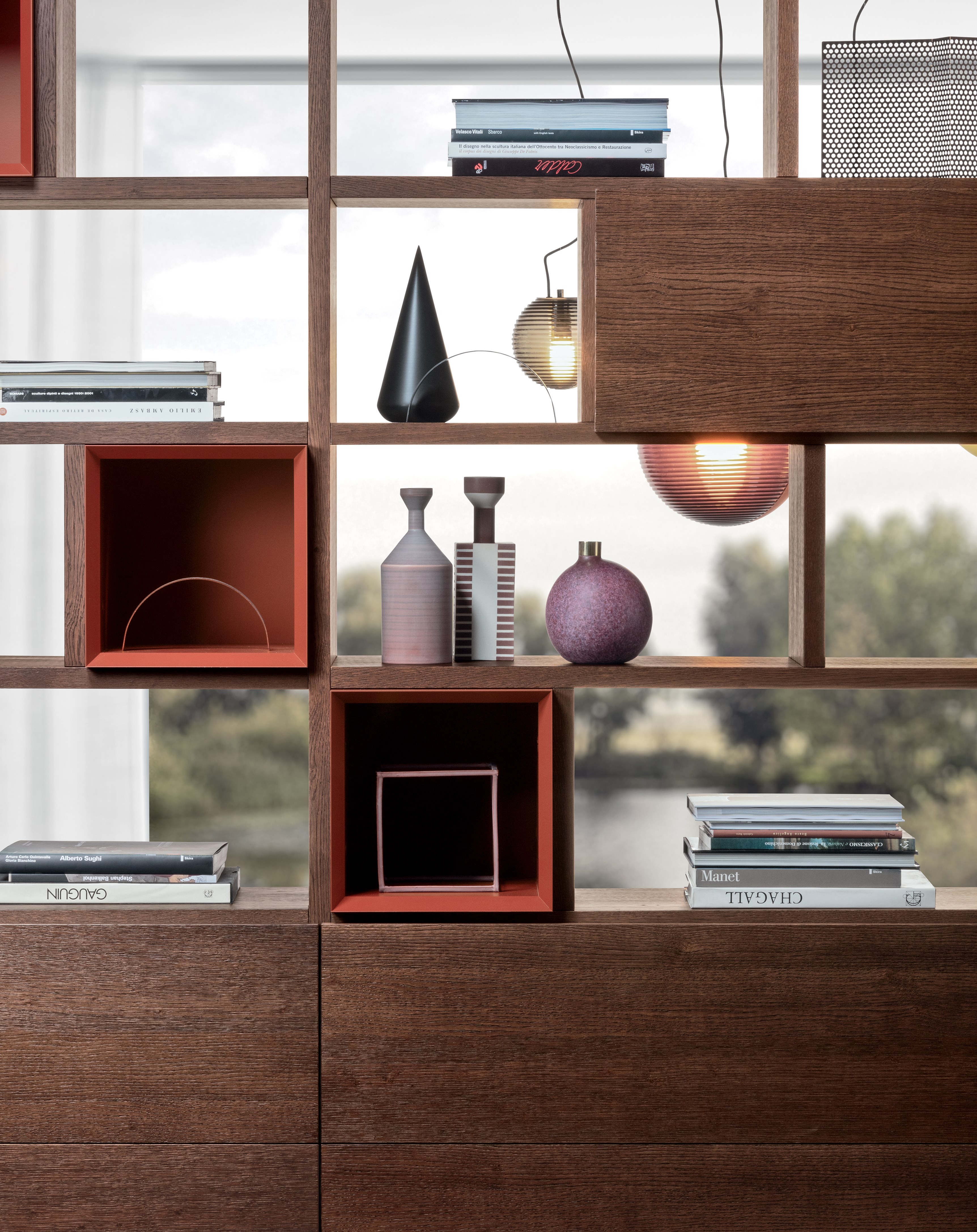 SPAZIOTECA Double-sided sectional wooden bookcase By PIANCA