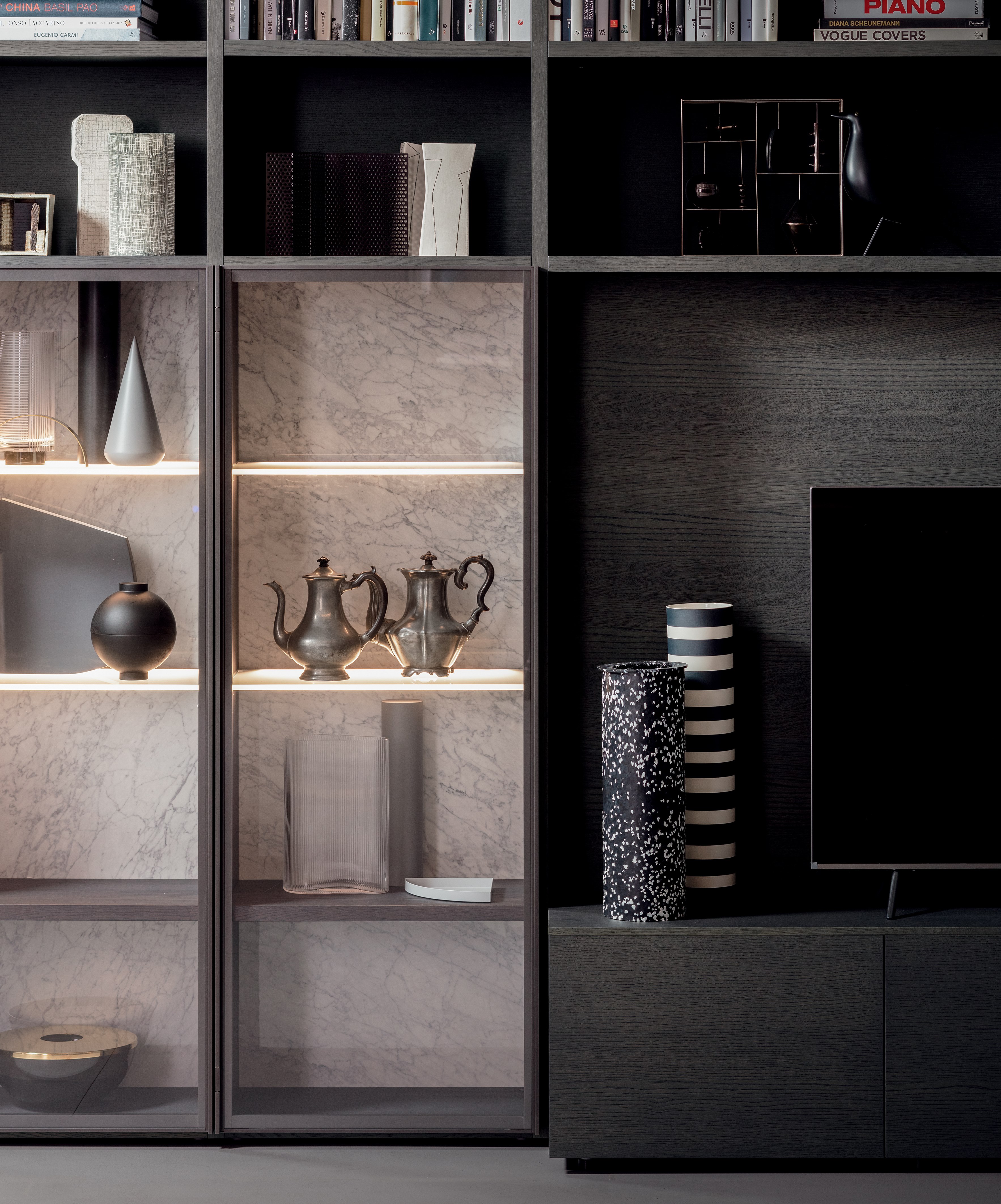 SPAZIOTECA | Wood and glass bookcase Bookcases Collection By PIANCA