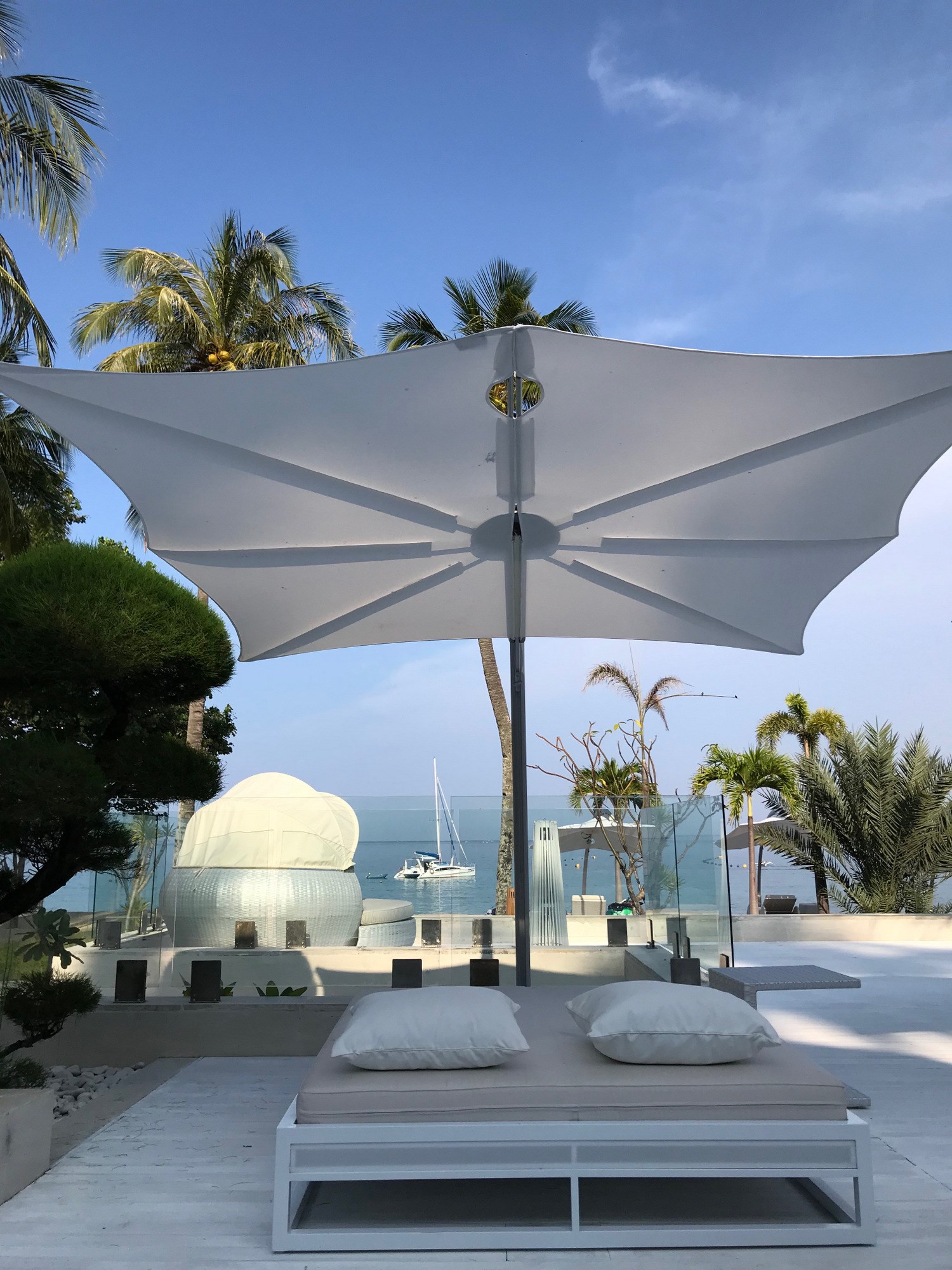 Adjustable square offset Anodized aluminium Garden umbrella SPECTRA ...