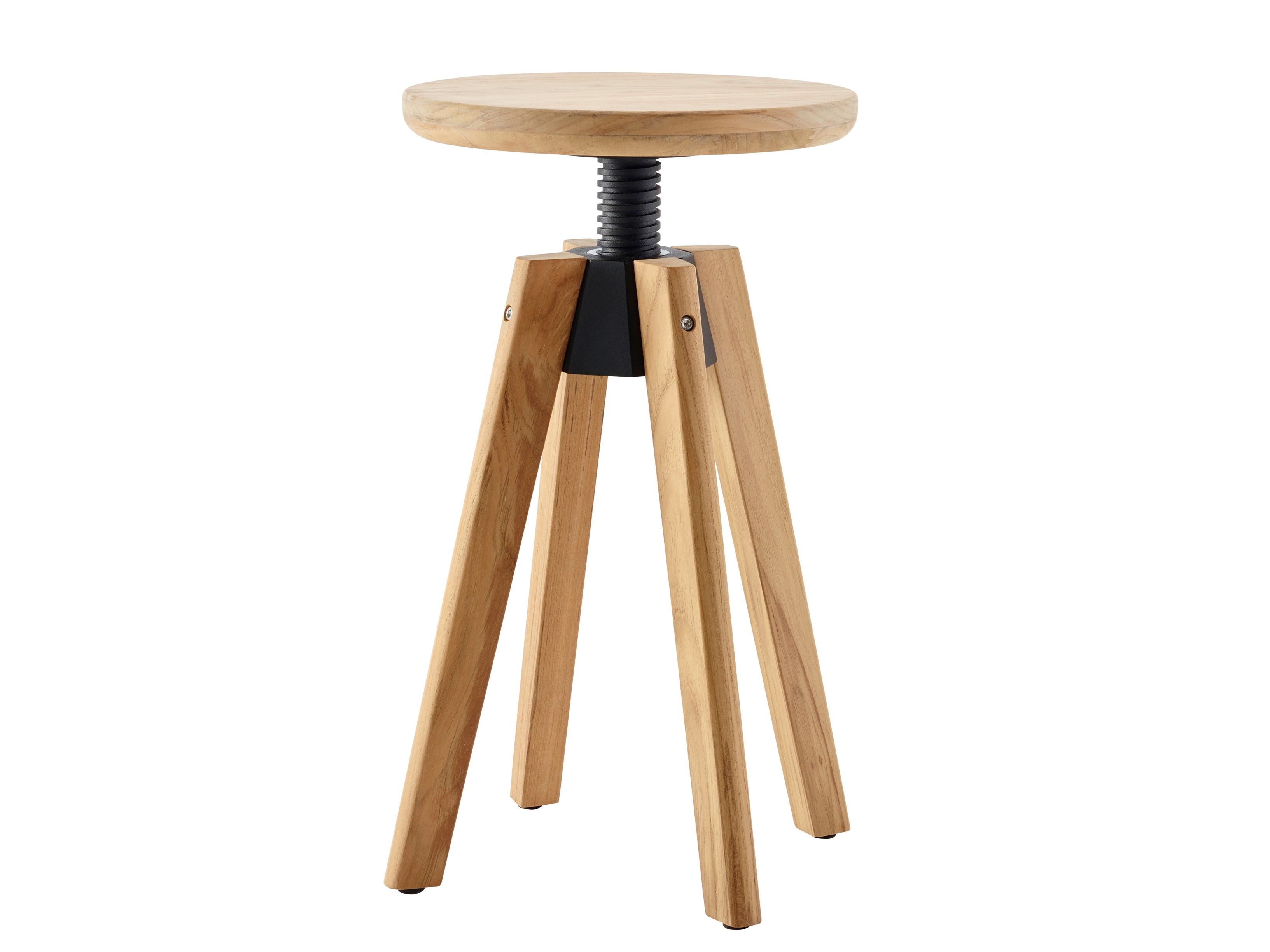 SPINDLE Swivel teak stool By solpuri | design Povl Eskildsen
