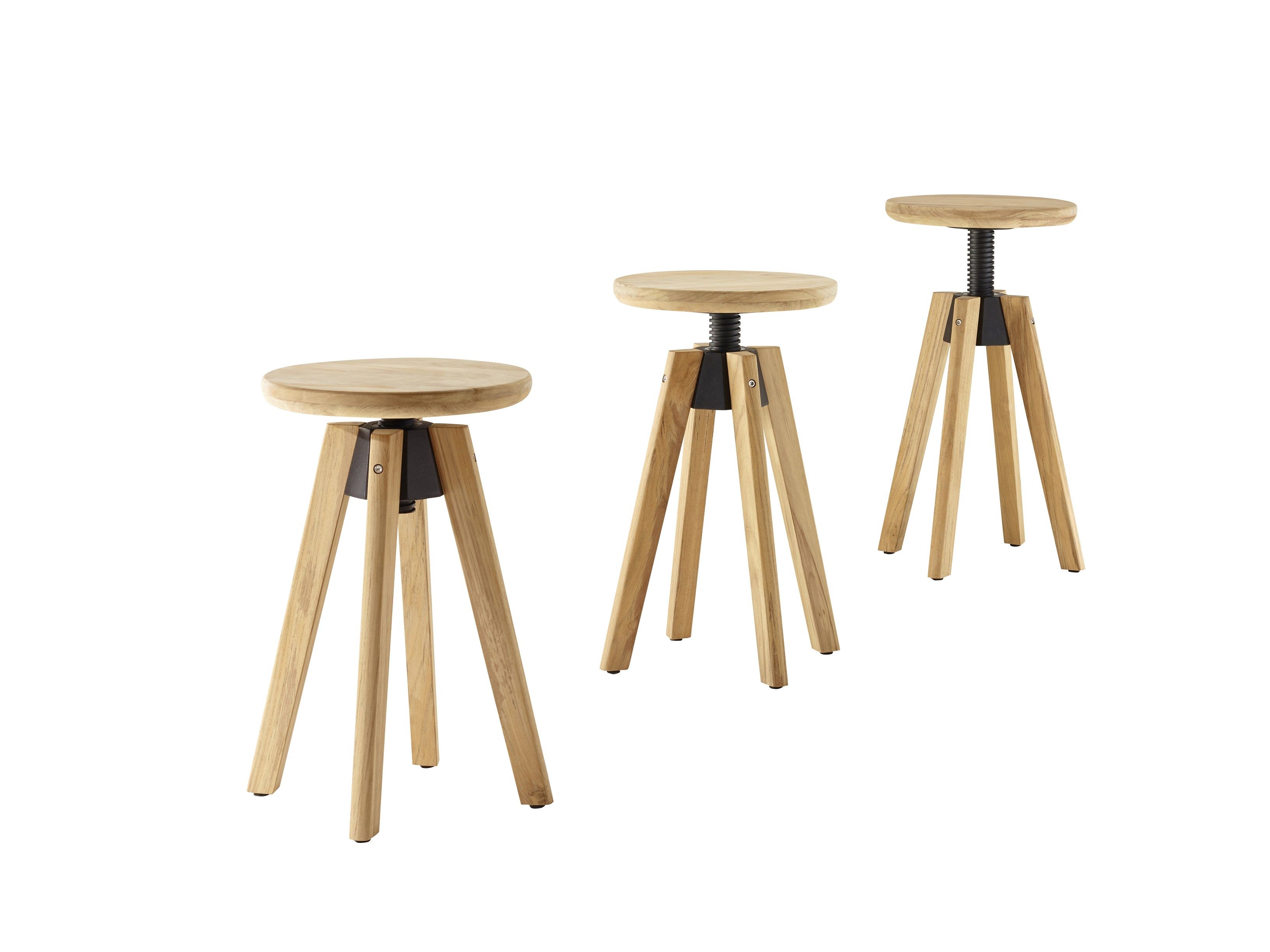 SPINDLE Swivel teak stool By solpuri | design Povl Eskildsen