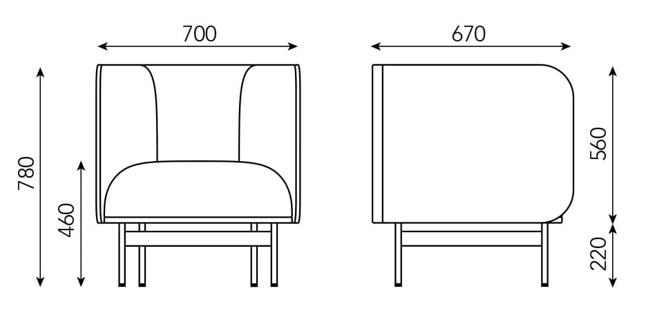 SPLIT Fauteuil en tissu avec accoudoirs By Mobboli