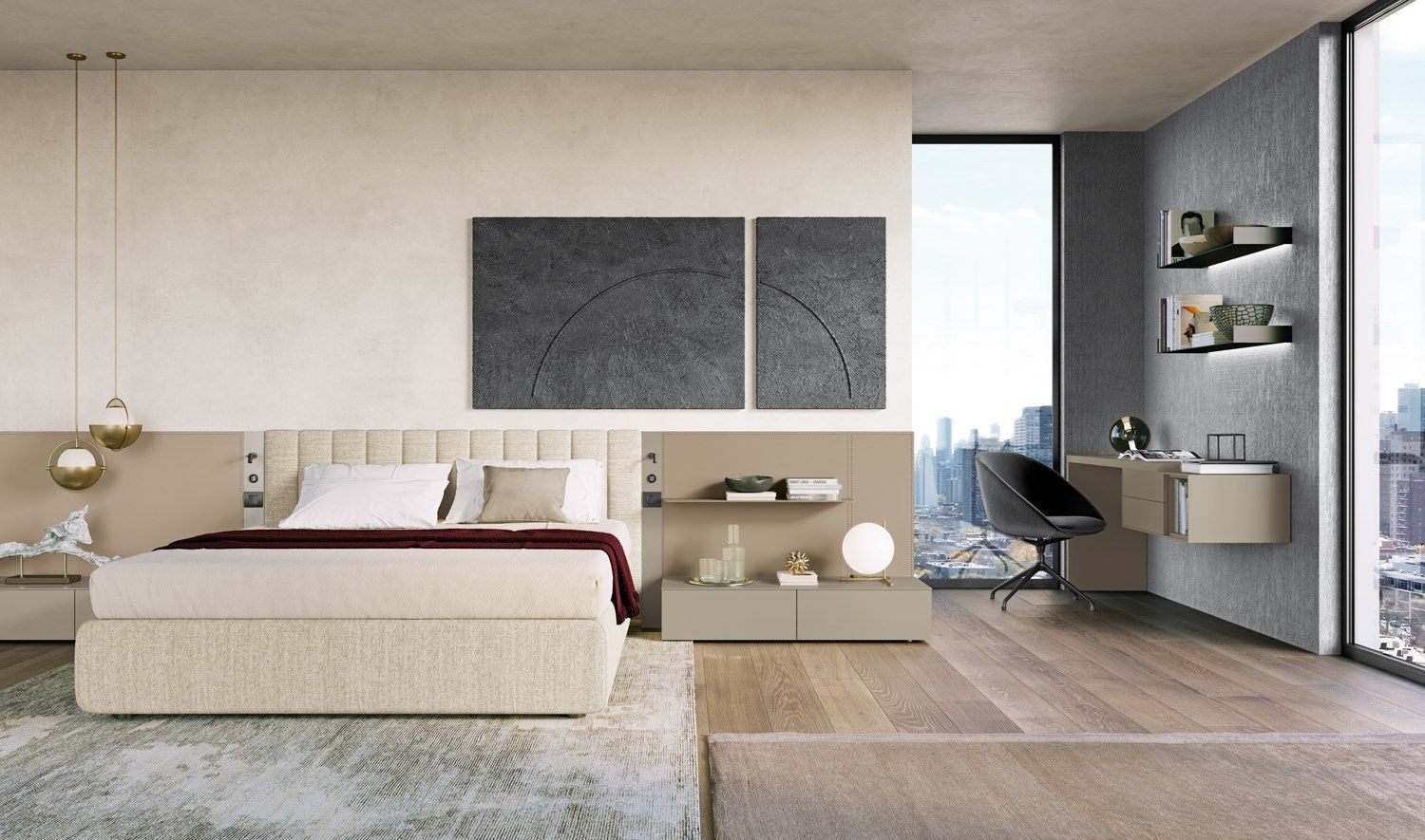 SQUARE | Headboard with integrated nightstands By Dall'Agnese