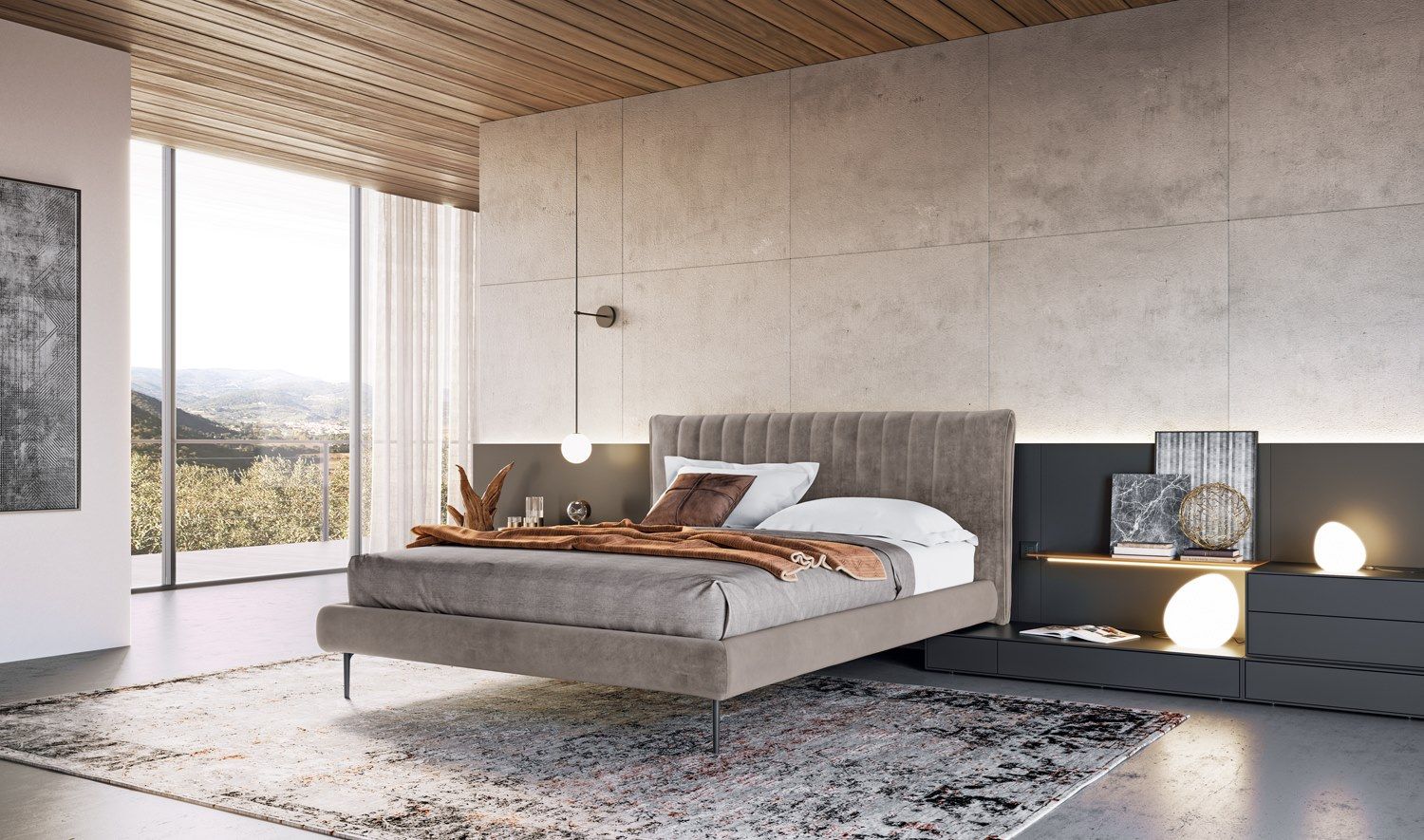 SQUARE | Headboard with integrated nightstands By Dall'Agnese