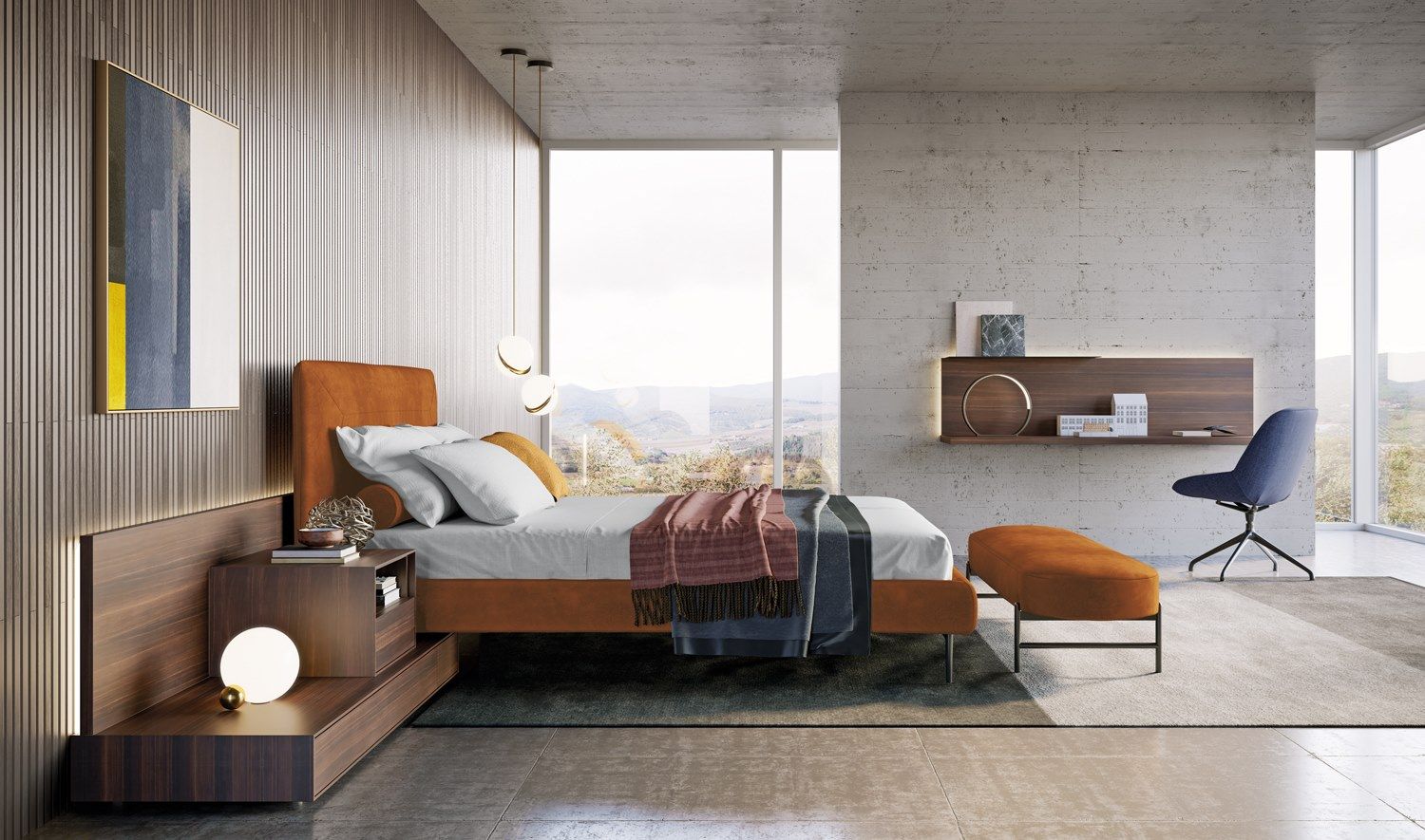 SQUARE | Headboard with integrated nightstands By Dall'Agnese