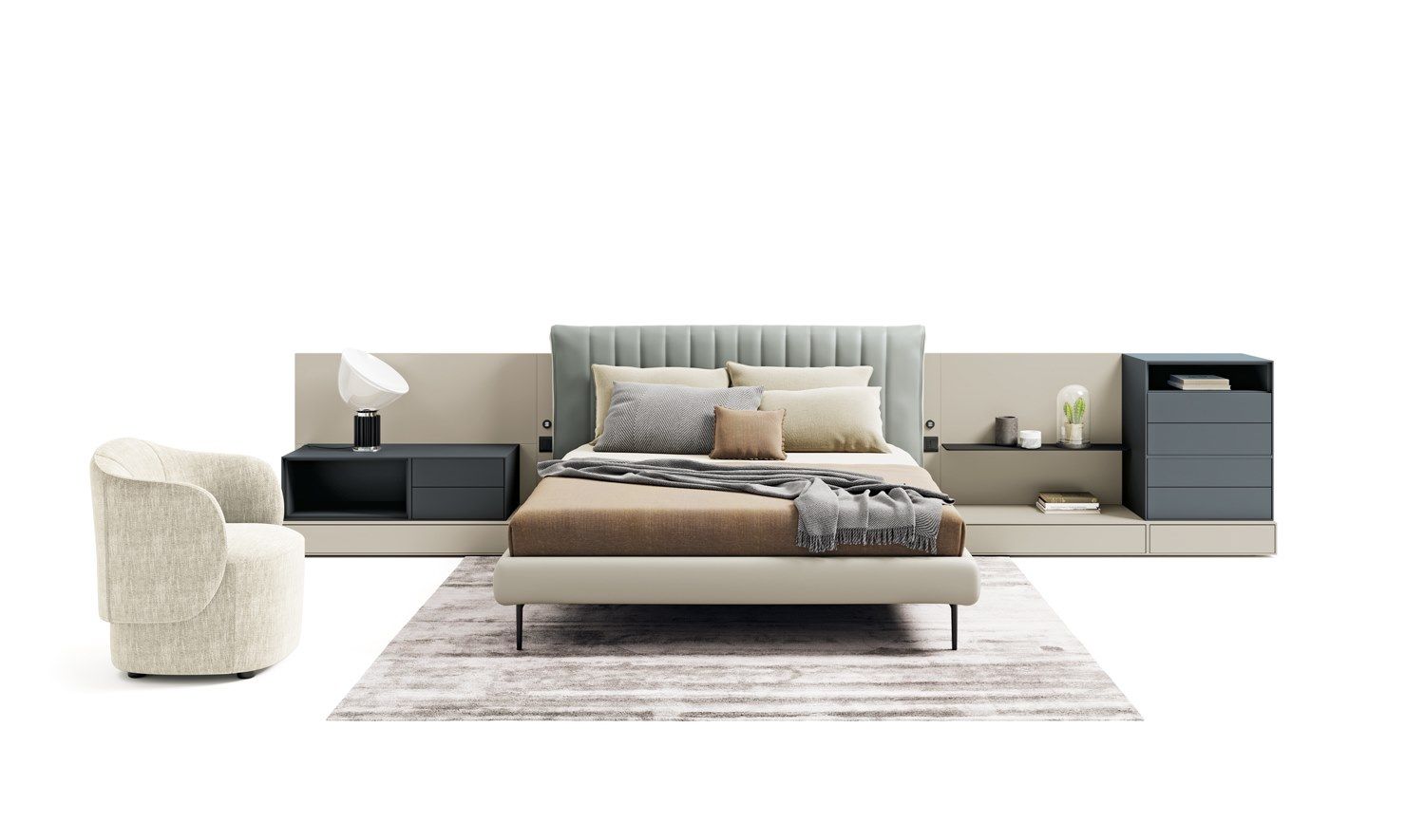 SQUARE | Headboard with integrated nightstands By Dall'Agnese