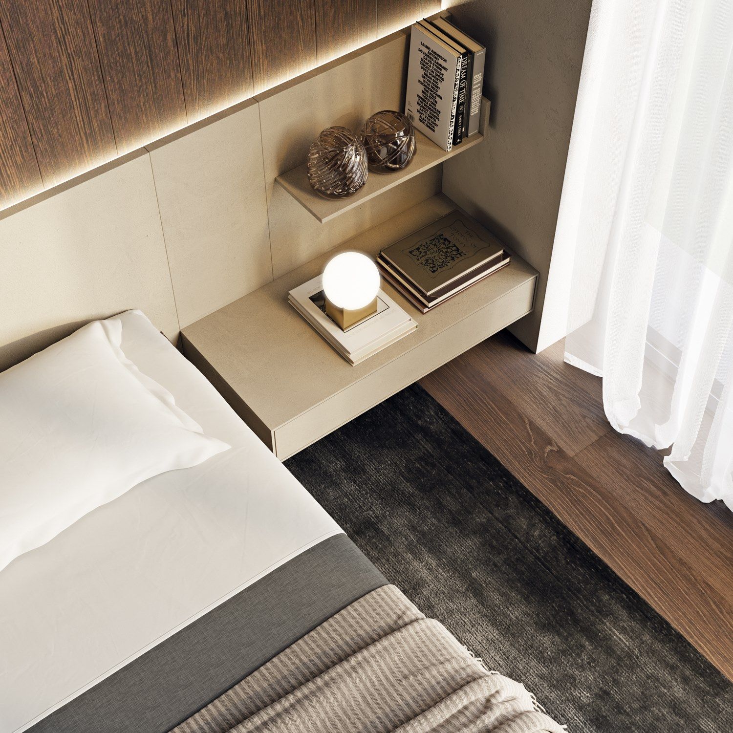 SQUARE | Headboard with integrated nightstands By Dall'Agnese