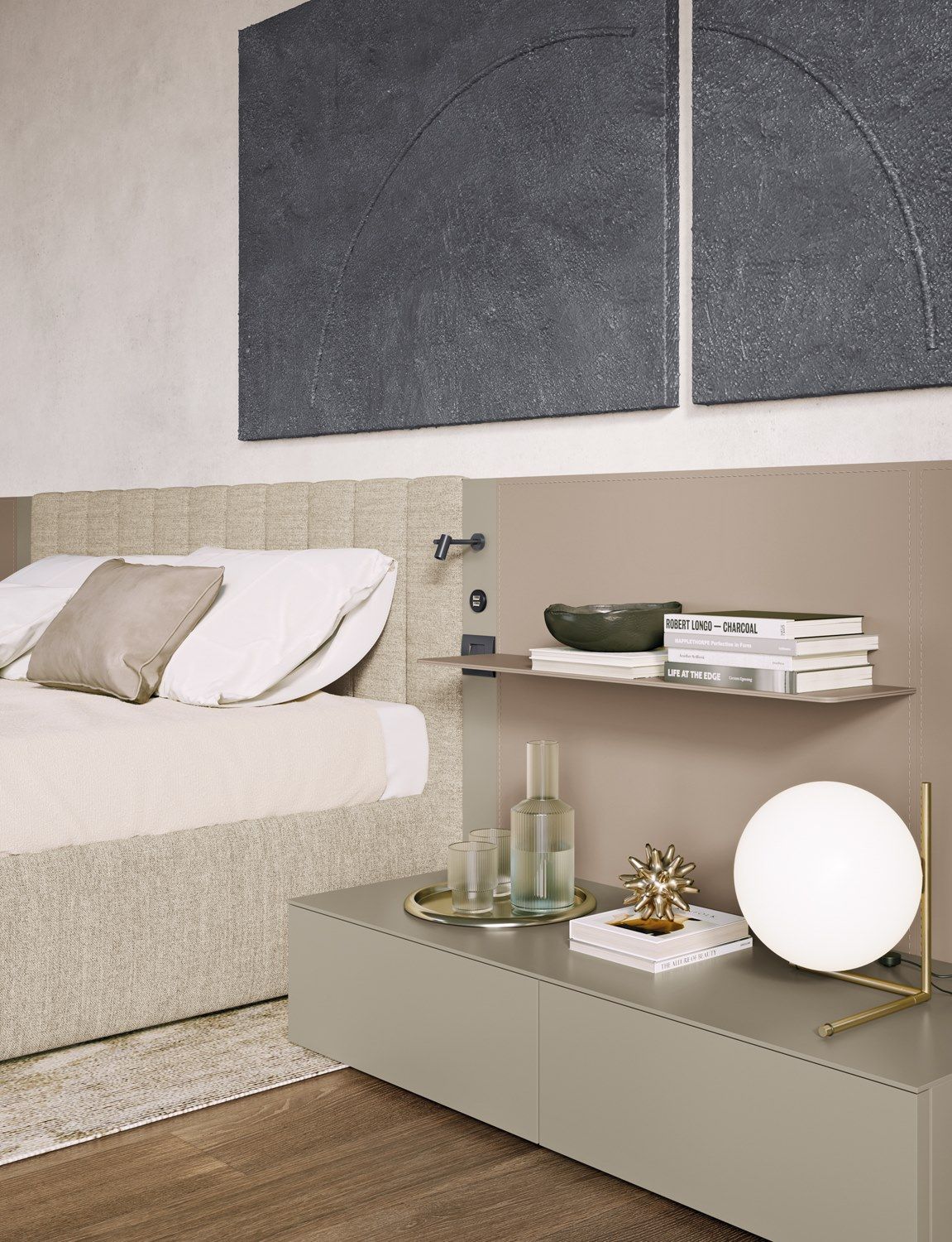 SQUARE | Headboard with integrated nightstands By Dall'Agnese