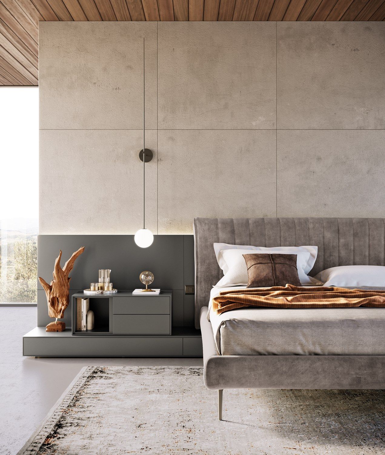 SQUARE | Headboard with integrated nightstands By Dall'Agnese
