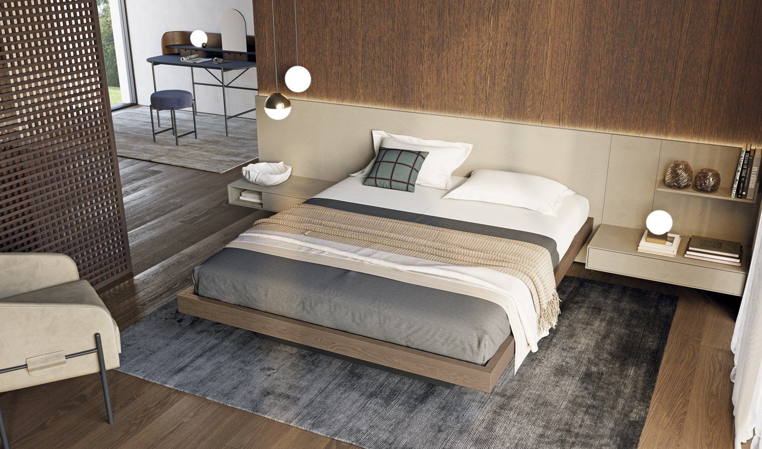 SQUARE | Headboard with integrated nightstands By Dall'Agnese