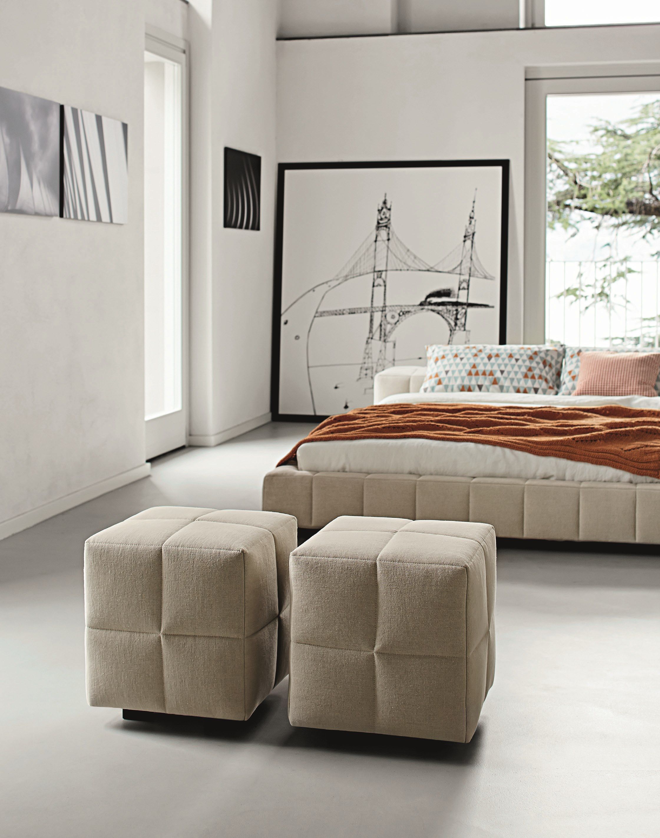 SQUARING POUF Rectangular fabric pouf By Bonaldo | design Giuseppe Viganò