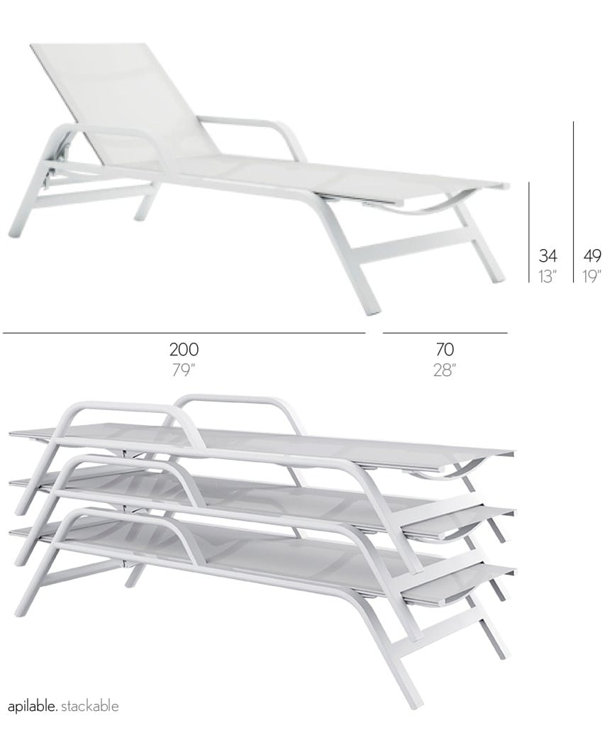 STACK Stackable Batyline® sun lounger with armrests By GANDIABLASCO ...