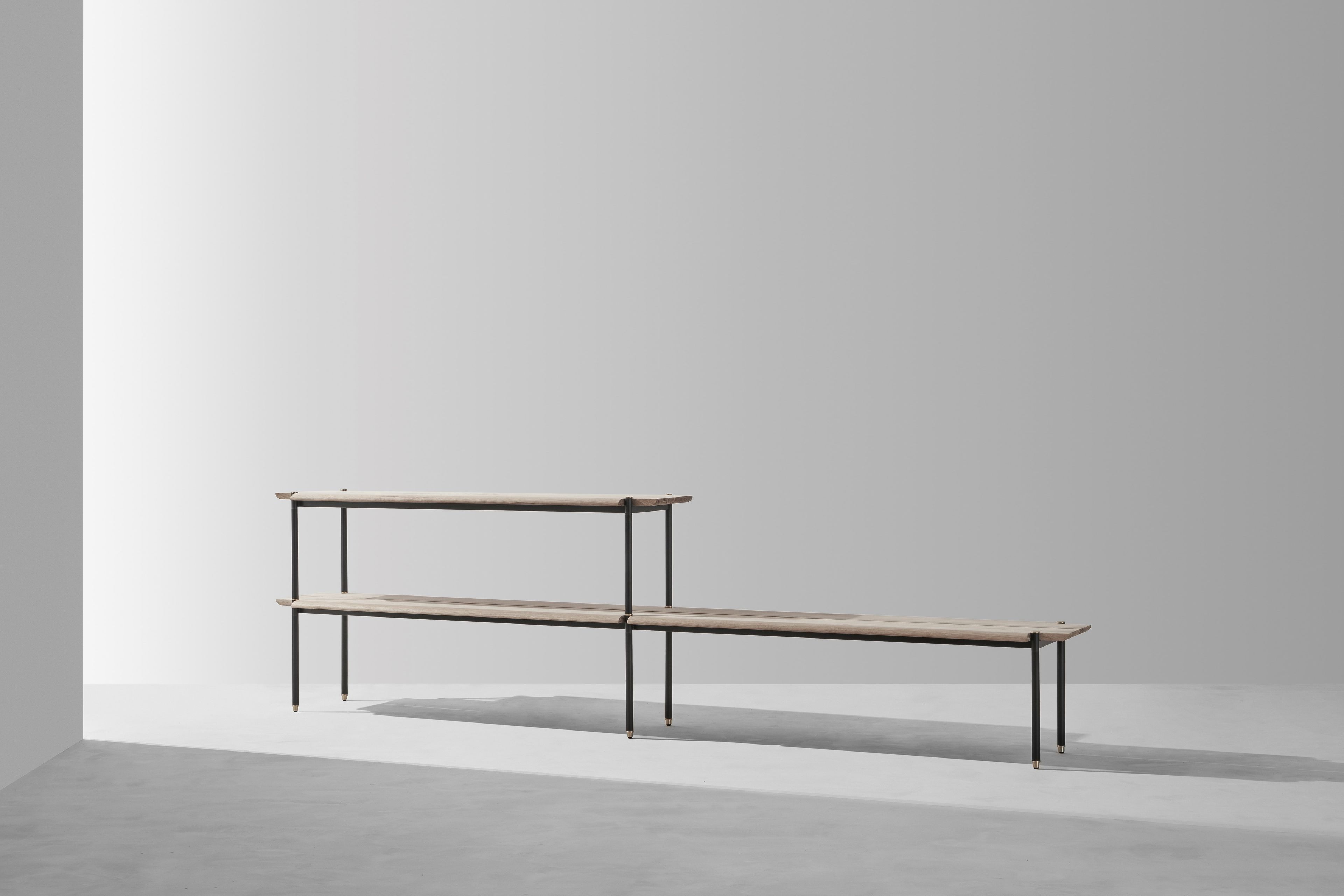 STACKING Steel and wood bench By District Eight