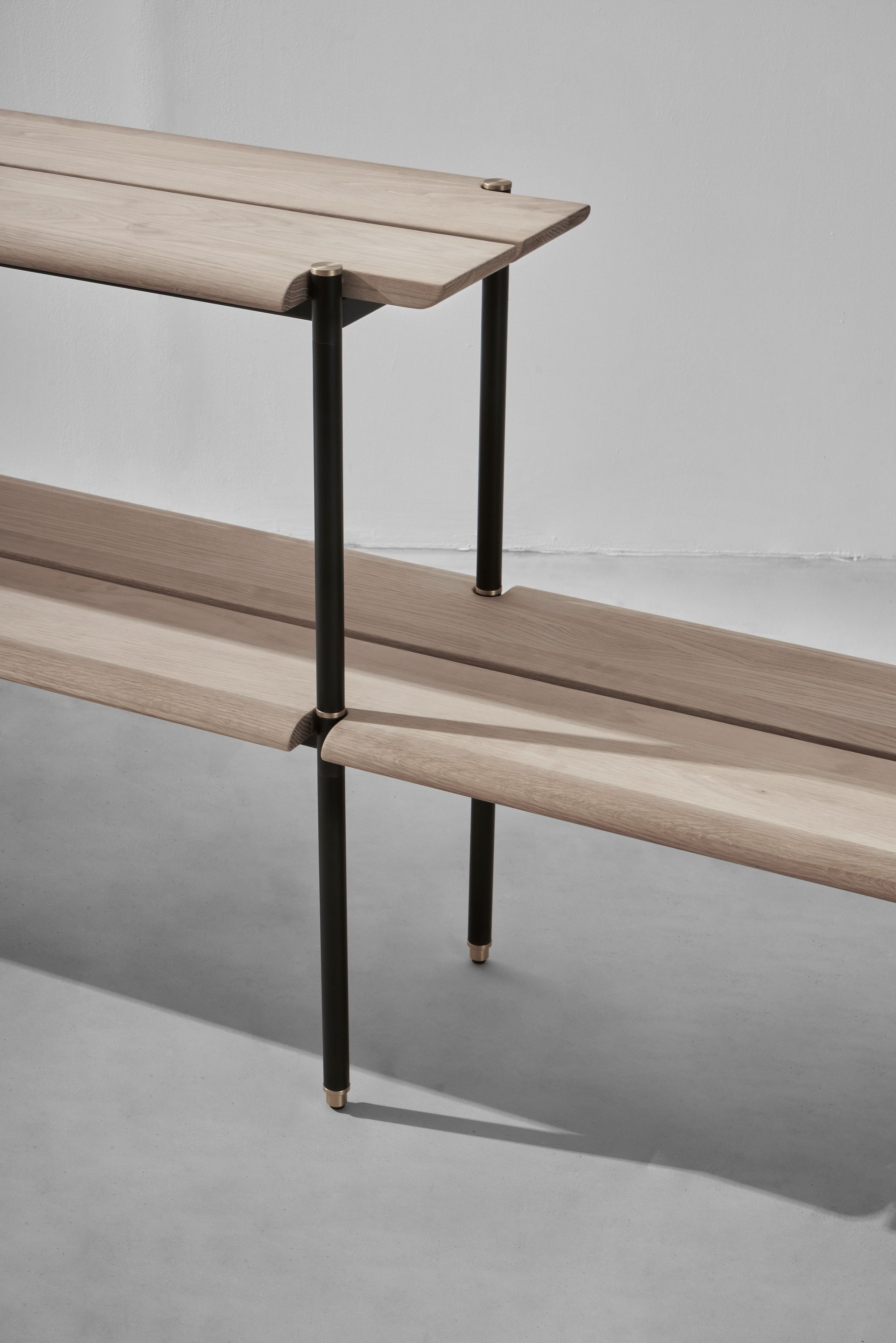 STACKING Steel and wood bench By District Eight